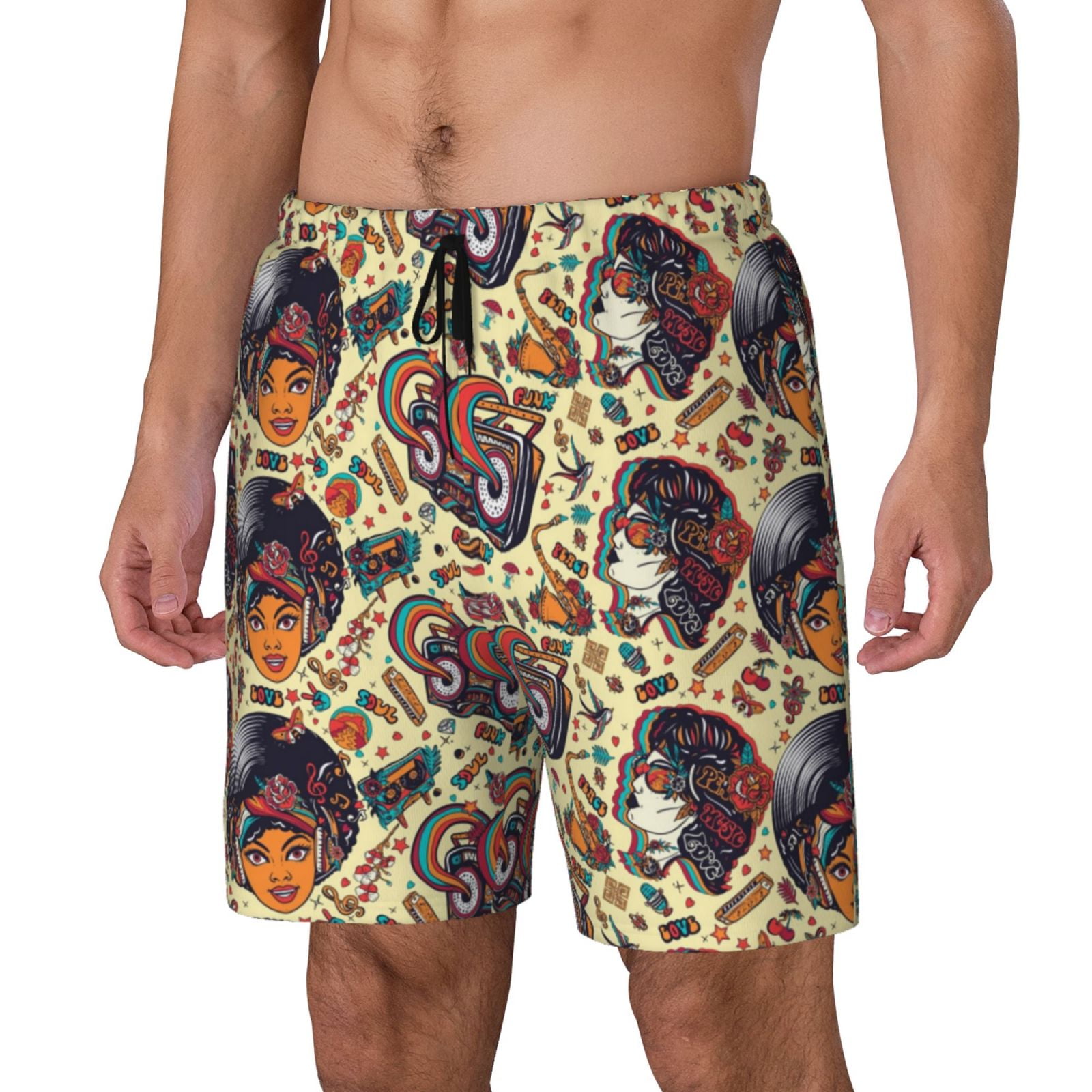 Vsdgher Fashion Hippie Girl for Mens Swim Trunks with Compression Liner ...