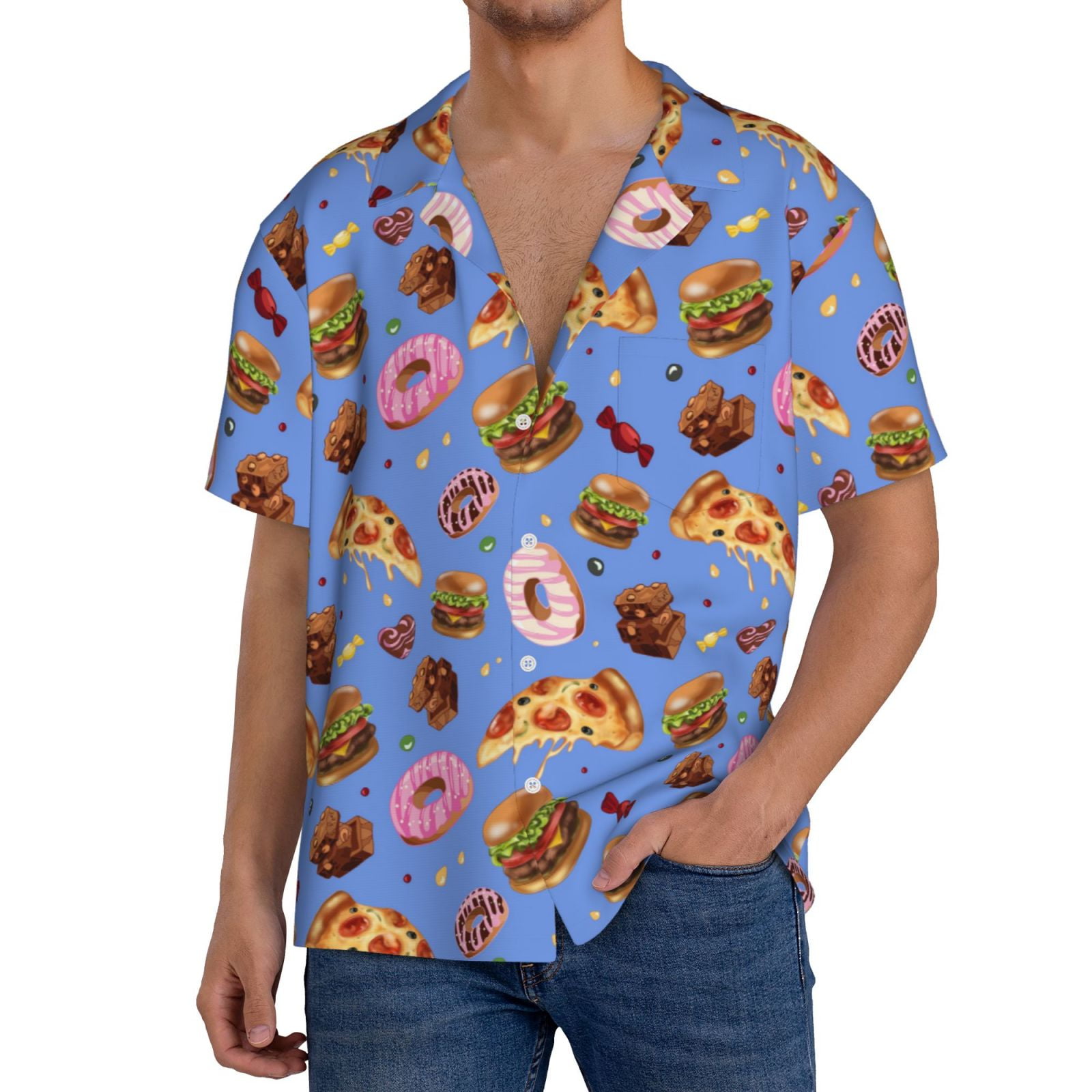 Vsdgher Fastfoods Men's Cuban Shirt, Hawaiian Shirts, Business Casual ...