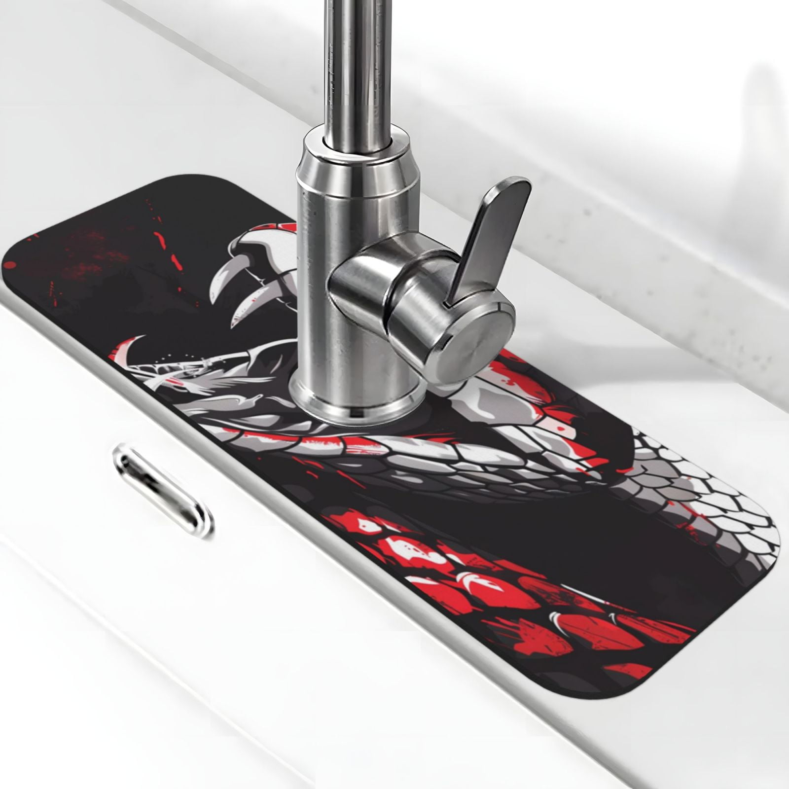 Vsdgher Fierce Red Viper Graphic Art Kitchen Sink Splash Guard Faucet ...