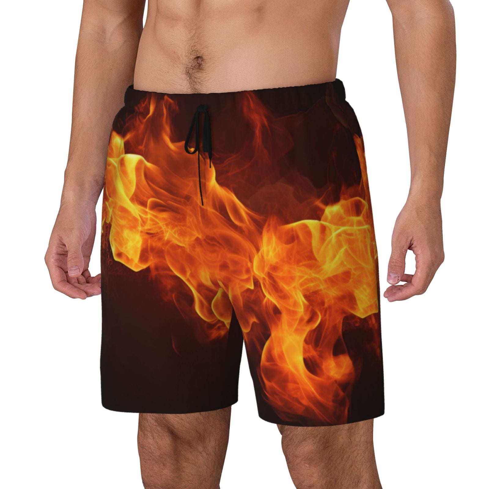 Vsdgher Fiery Orange Flames Energy for Mens Swim Trunks with ...