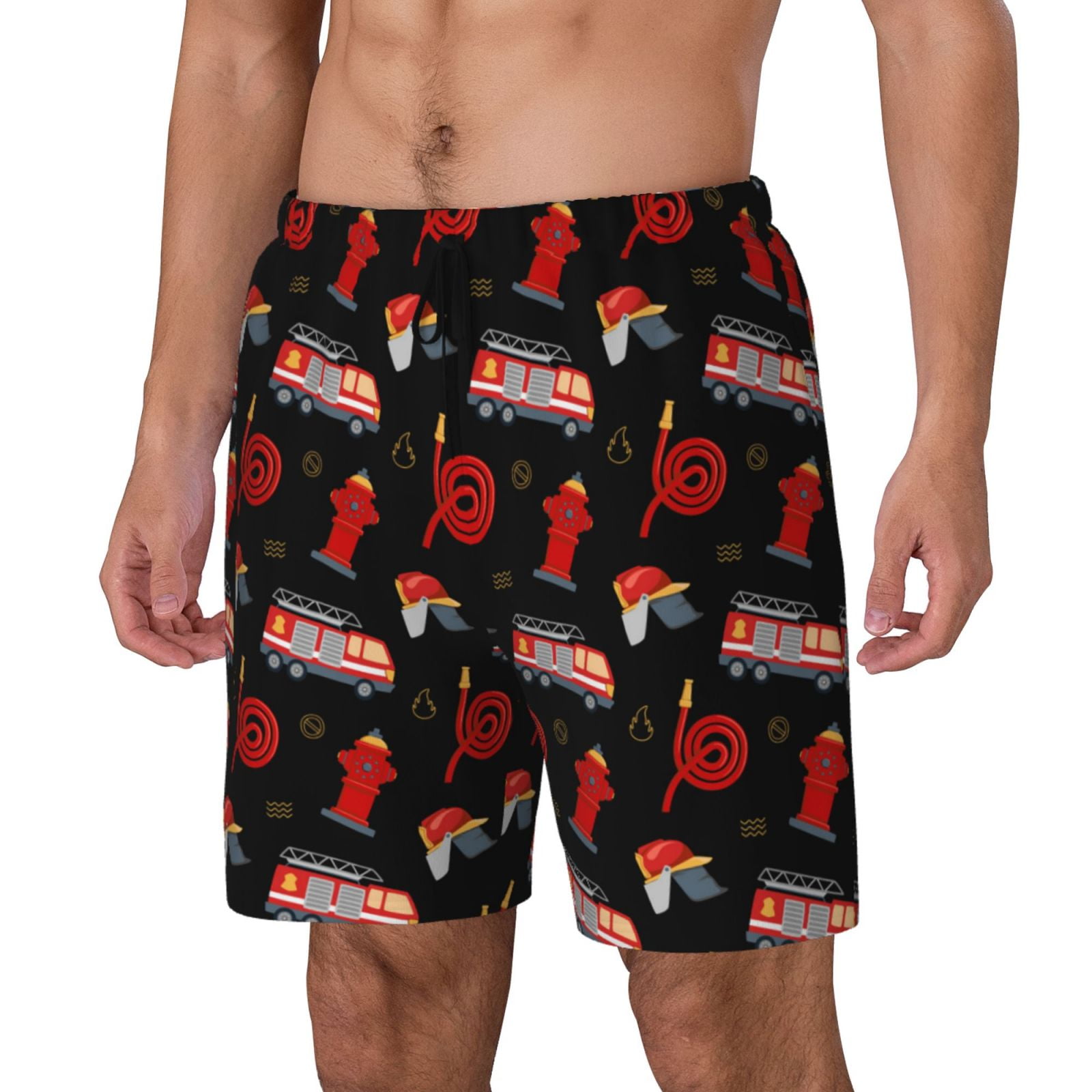Vsdgher Fire Fighting for Mens Swim Trunks with Compression Liner Swim ...