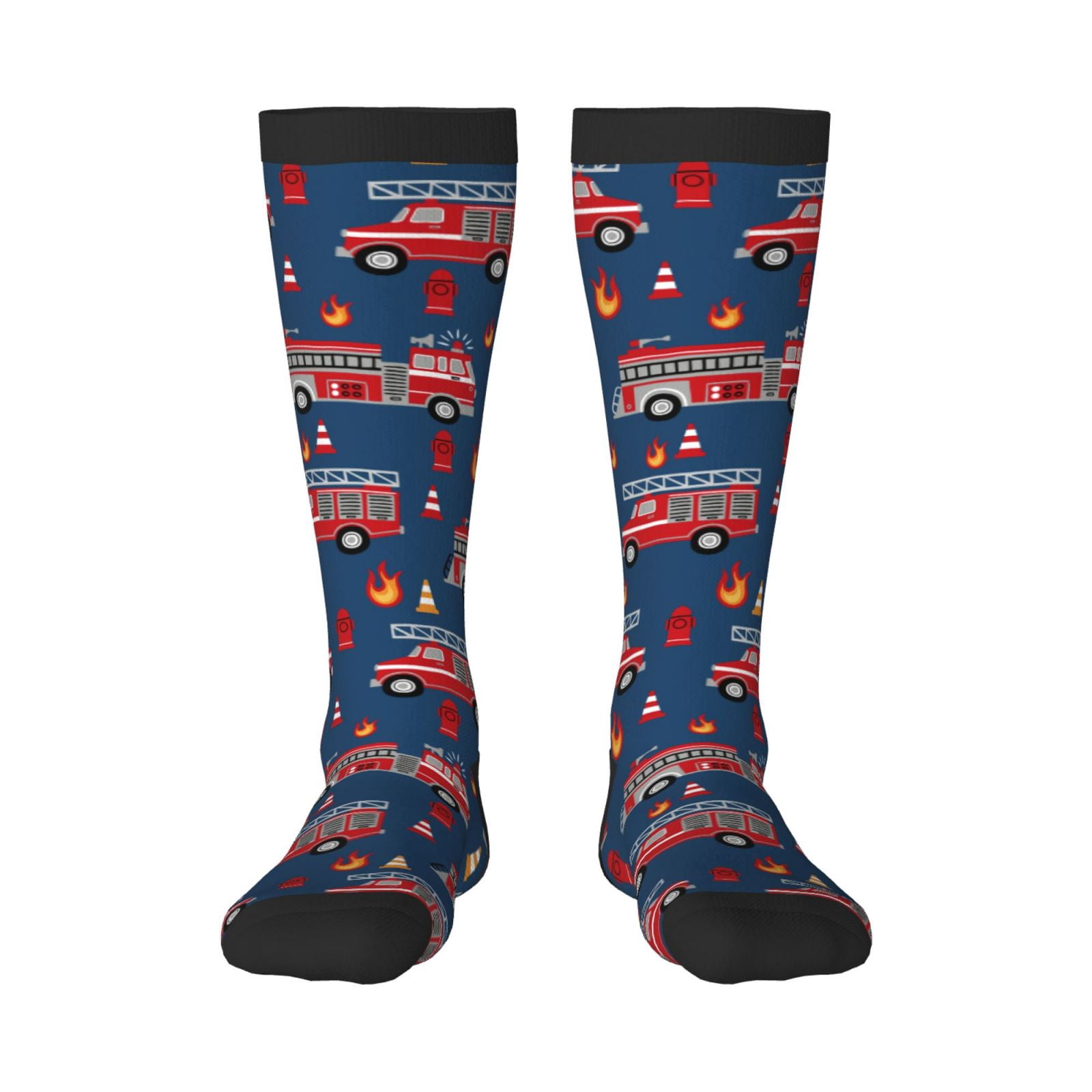 Vsdgher Fire Truck 1 Print Thigh High Socks Extra Long Stretchy Sock ...