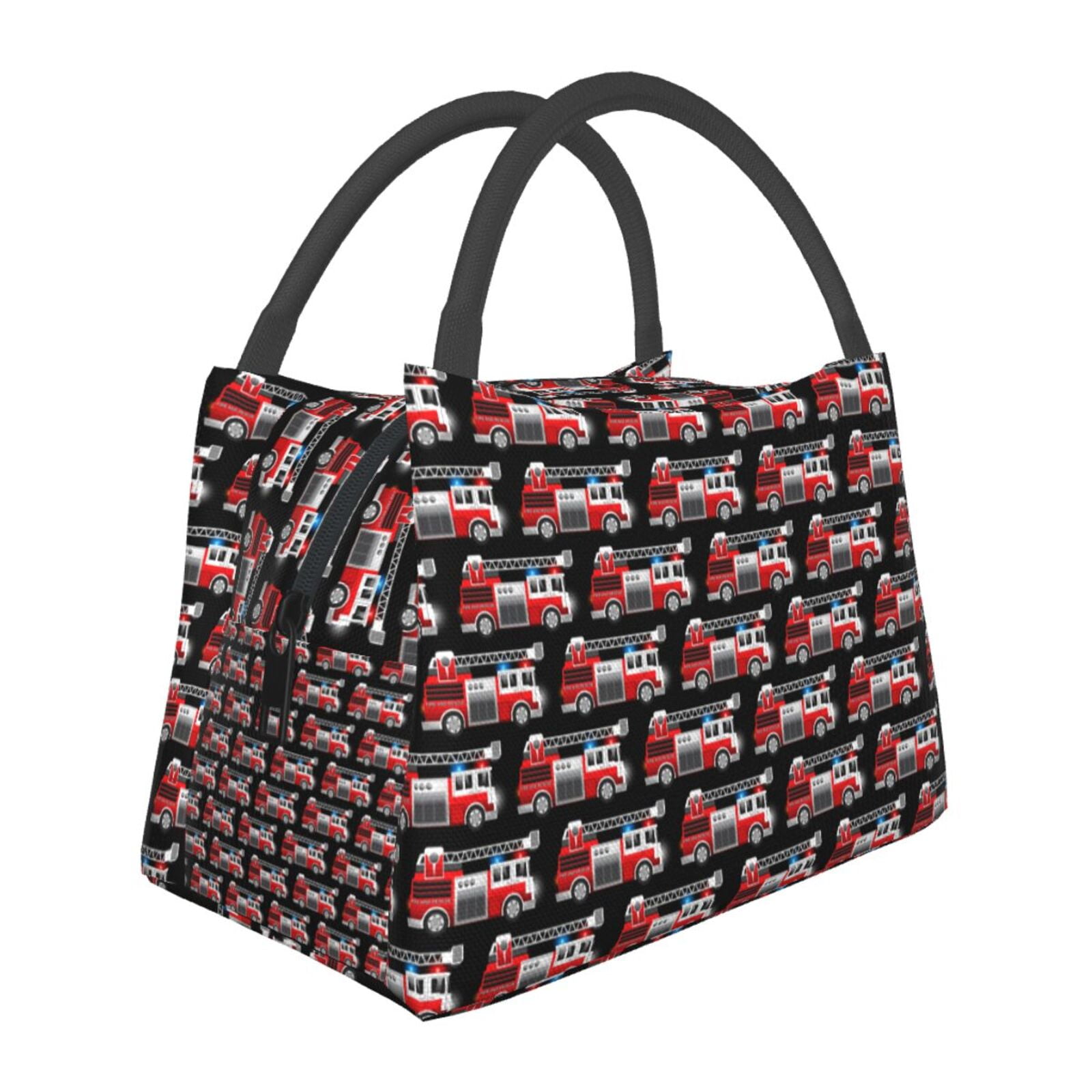 Vsdgher Fire and Rescue Truck Print Insulated Reusable Bags with Sturdy ...