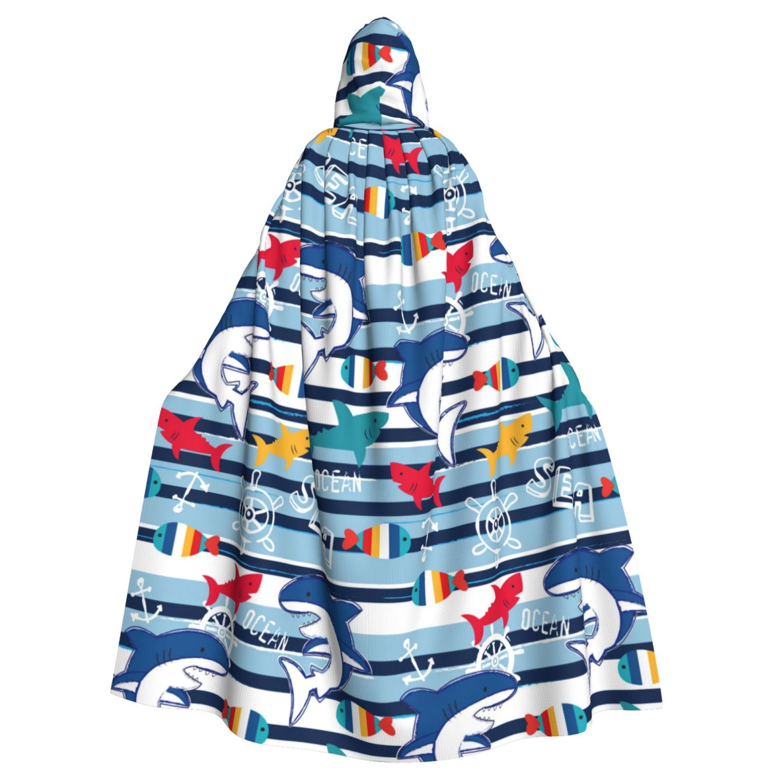 Vsdgher Fish And Shark CloakUnisex Full Length Hooded Robe Cloak Long ...