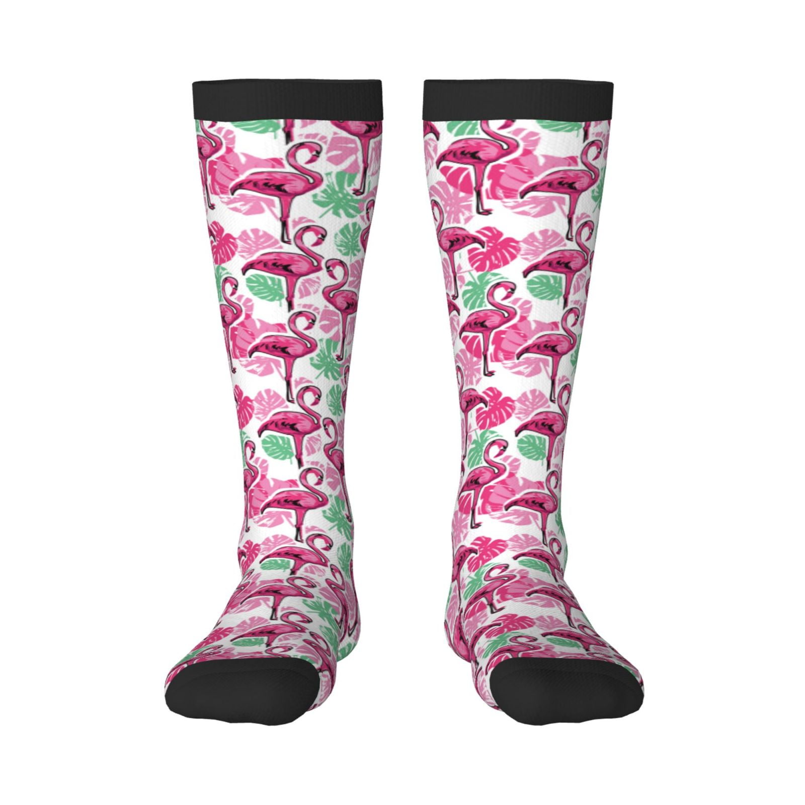 Vsdgher Flamingo Print Thigh High Socks Extra Long Stretchy Sock Women ...