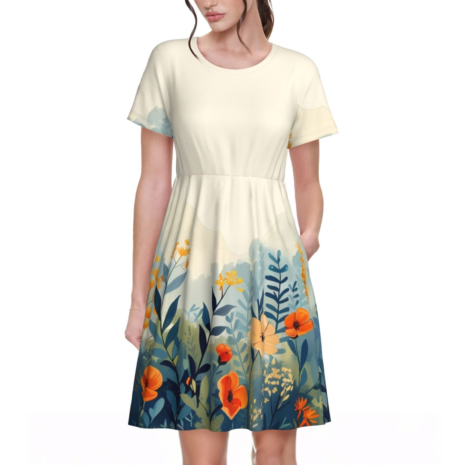 Vsdgher Floral Mountain Landscape for Womens Summer 2025 Casual Midi ...