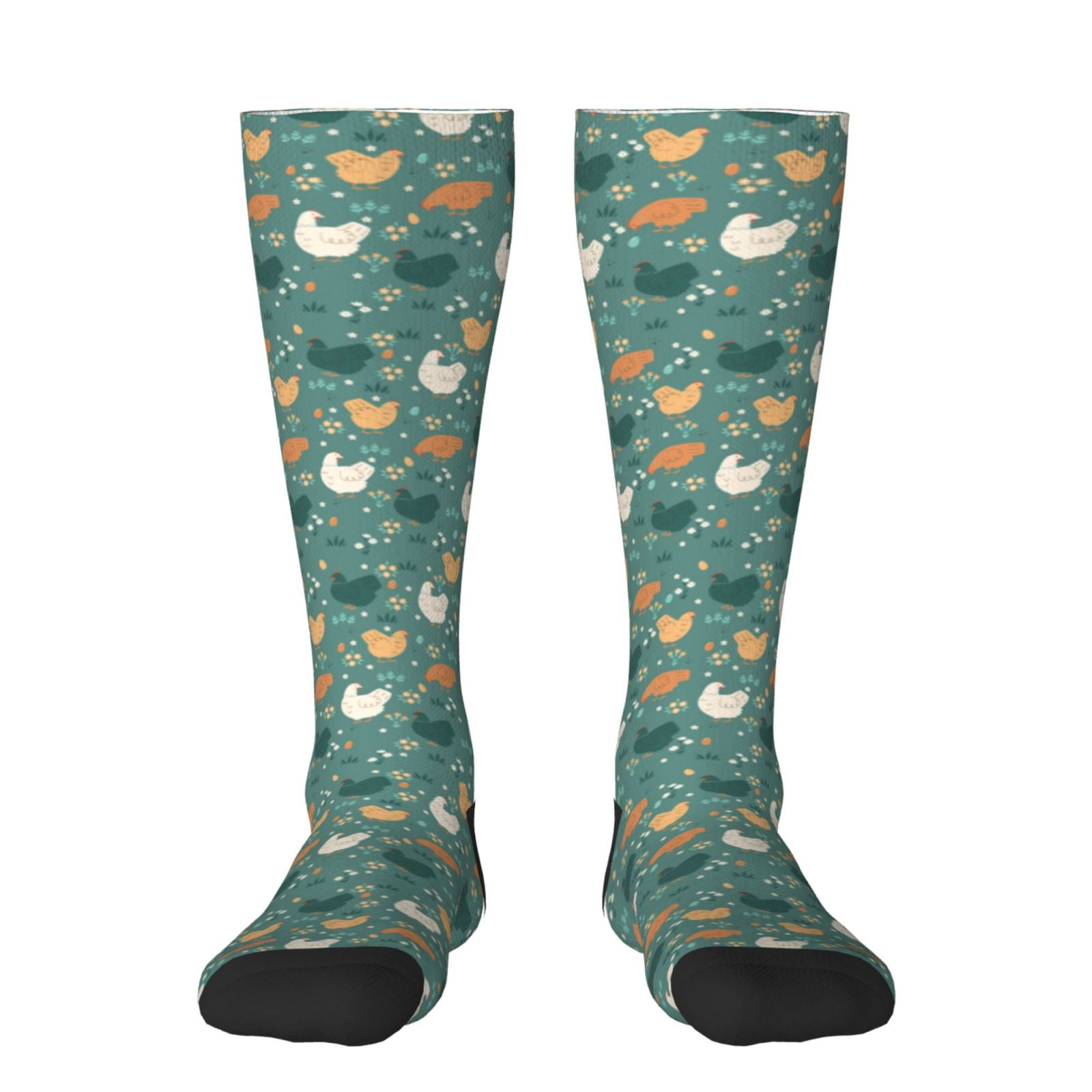Vsdgher Flowe Rooster Print Thigh High Socks Extra Long Stretchy Sock ...
