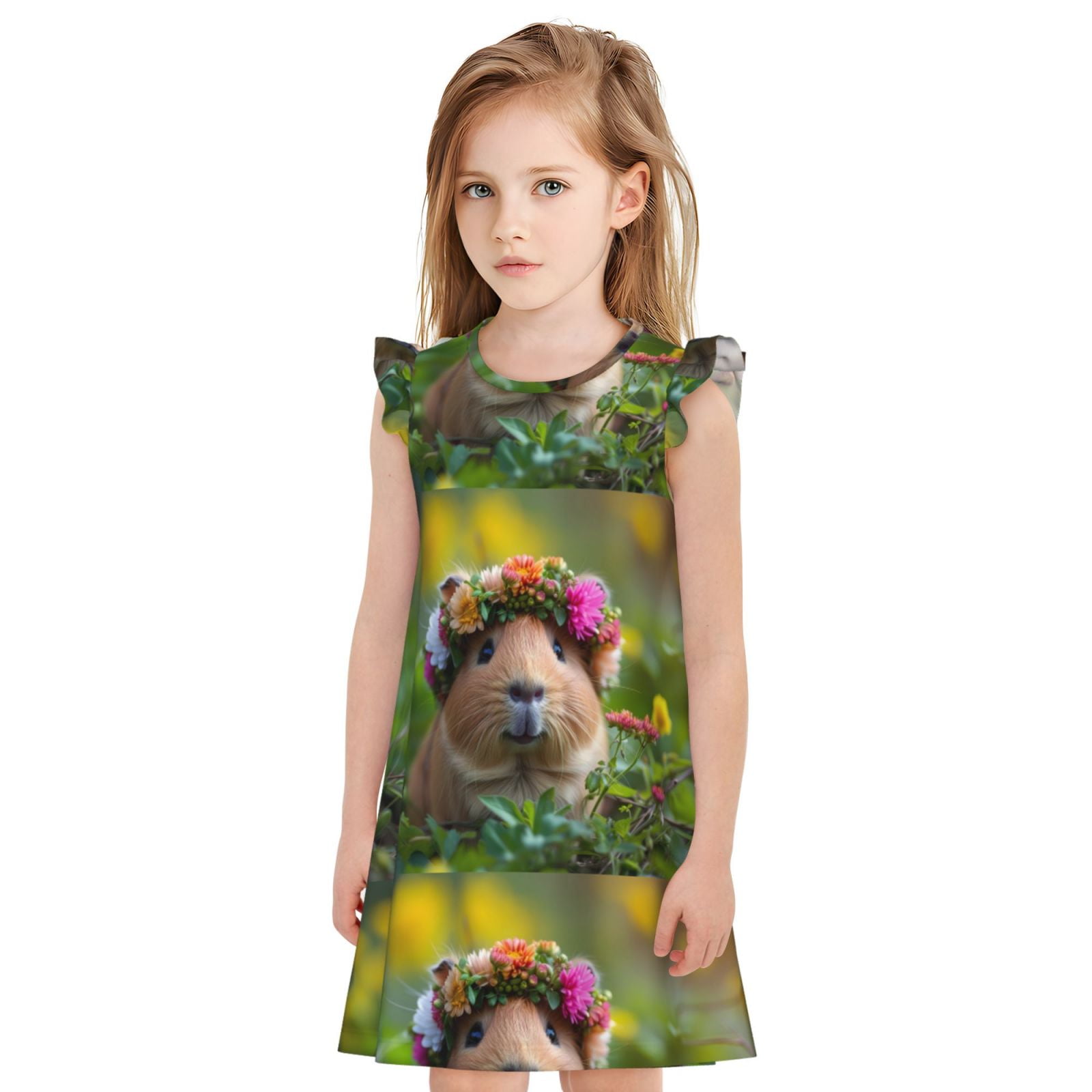 Vsdgher Flower Crown Guinea Pig for Girls Nightgowns Toddler Flutter ...