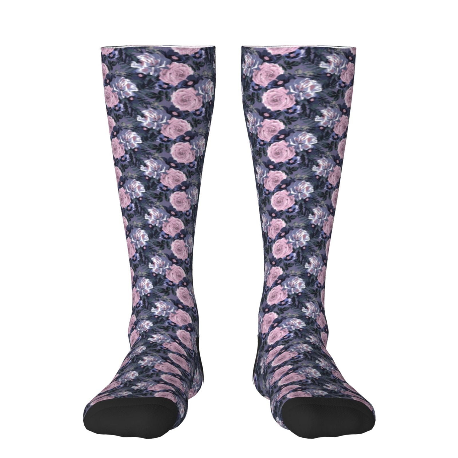 Vsdgher Flowers Print Thigh High Socks Extra Long Stretchy Sock Women ...