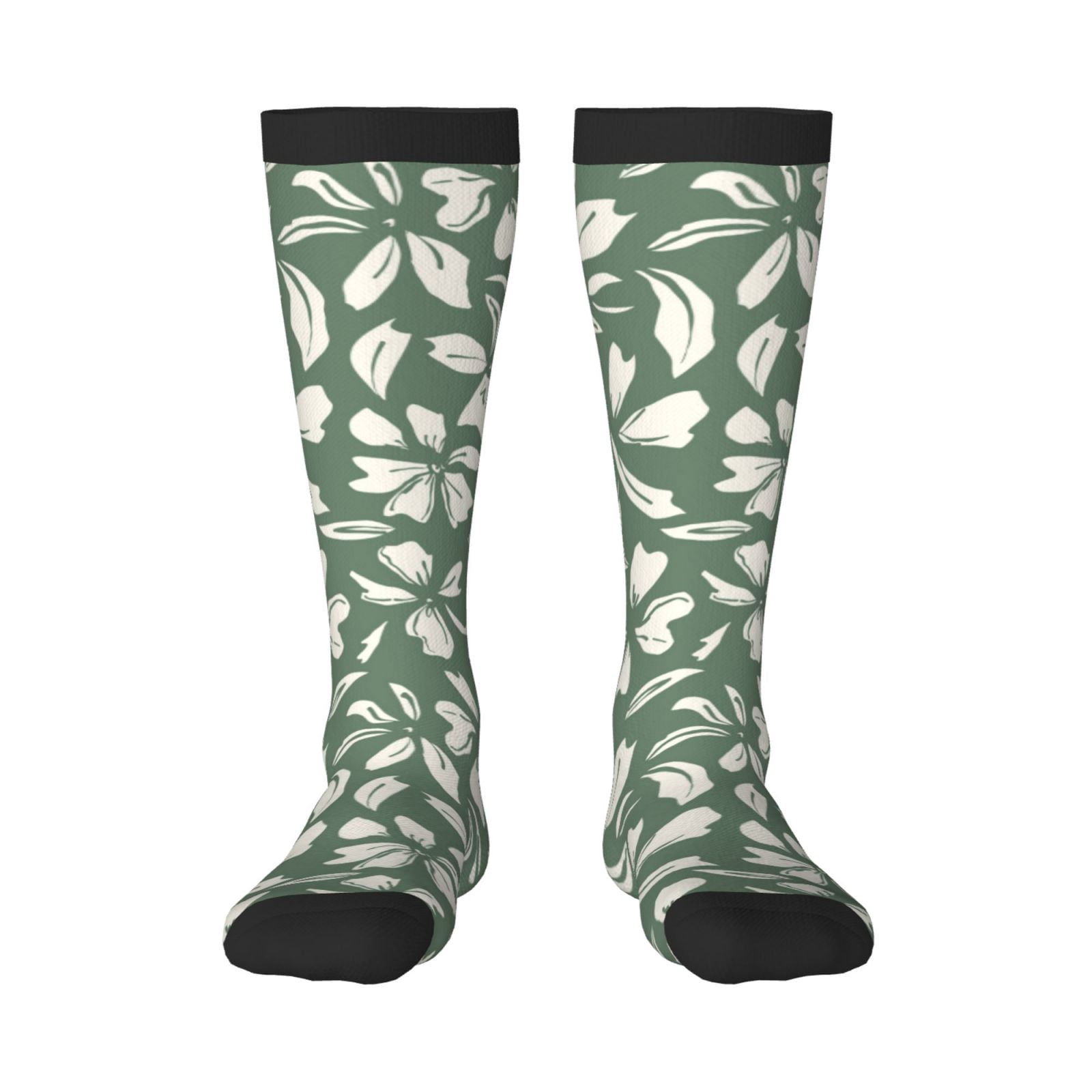 Vsdgher Flowers With Leaves Print Thigh High Socks Extra Long Stretchy ...