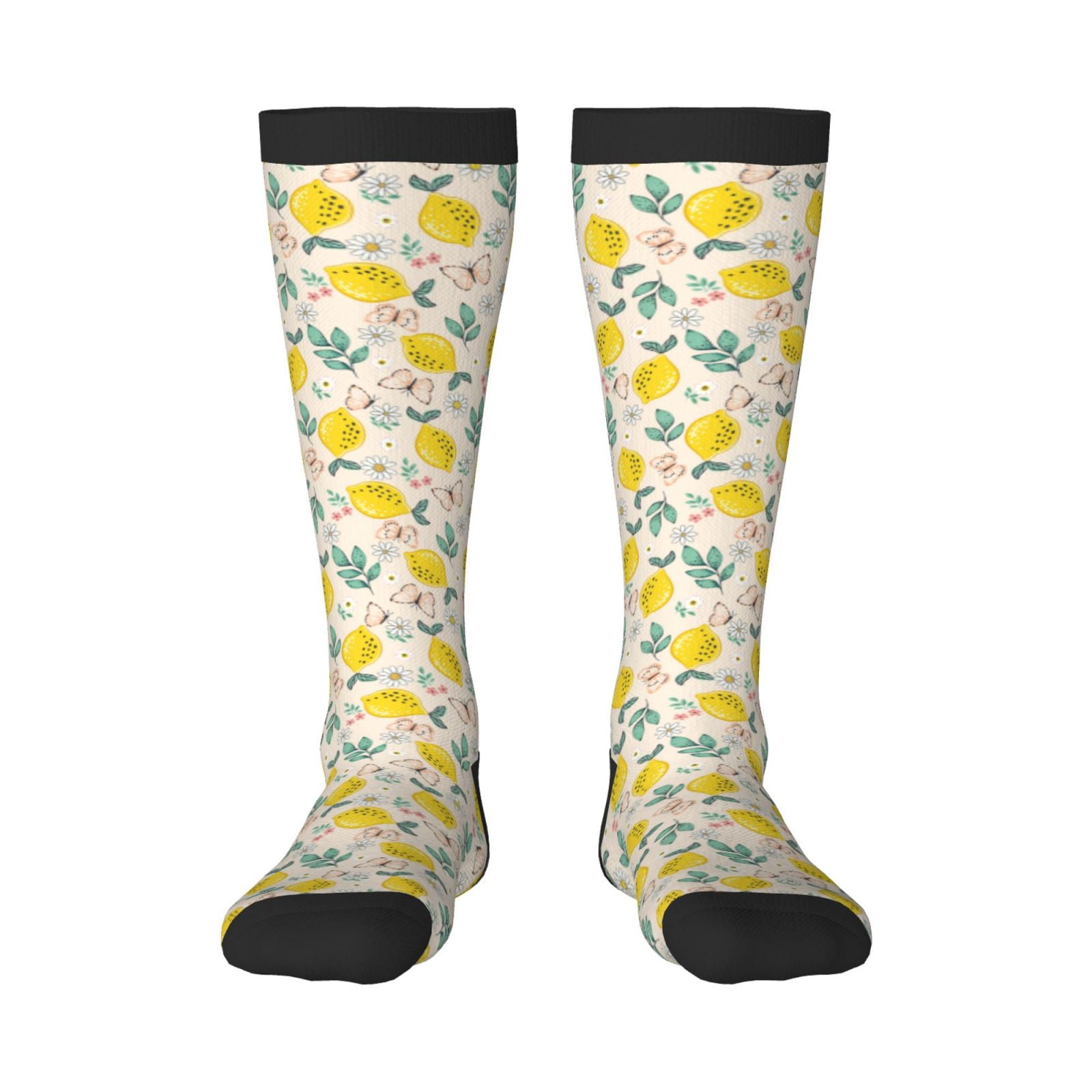 Vsdgher Flowers and Butterflies Print Thigh High Socks Extra Long ...