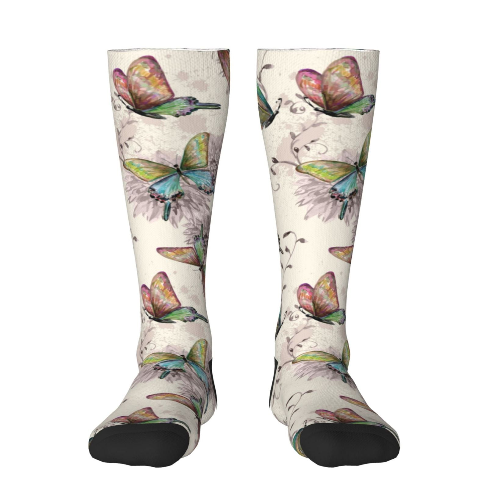 Vsdgher Flying Butterflies-1 Print Thigh High Socks Extra Long Stretchy ...