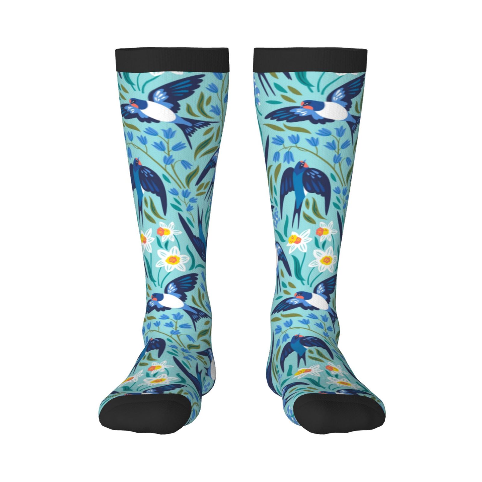 Vsdgher Flying Swallows Print Thigh High Socks Extra Long Stretchy Sock ...