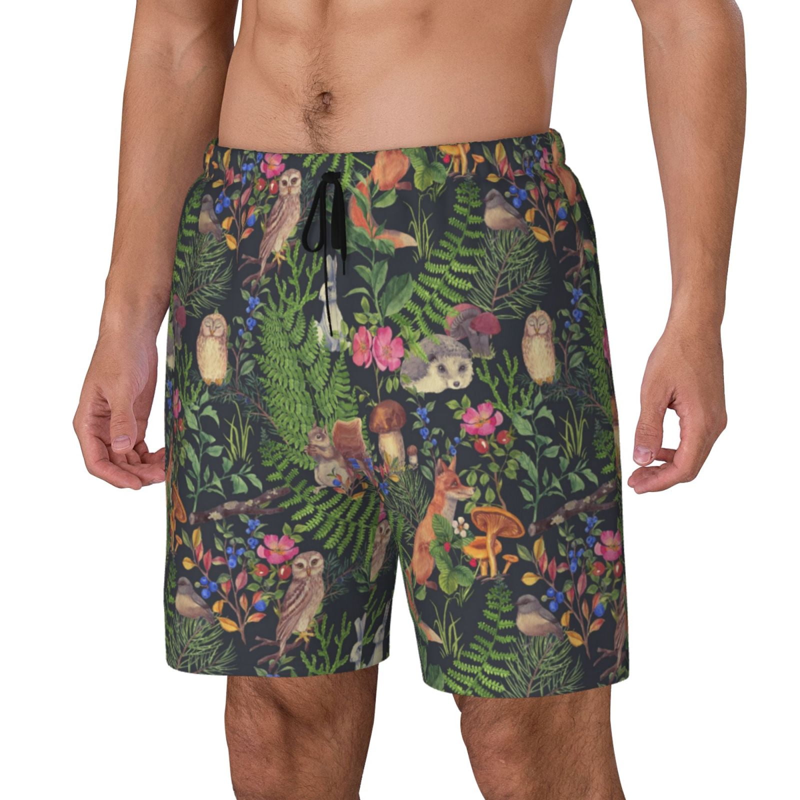 Vsdgher Forest Animals And Plants for Mens Swim Trunks with Compression ...