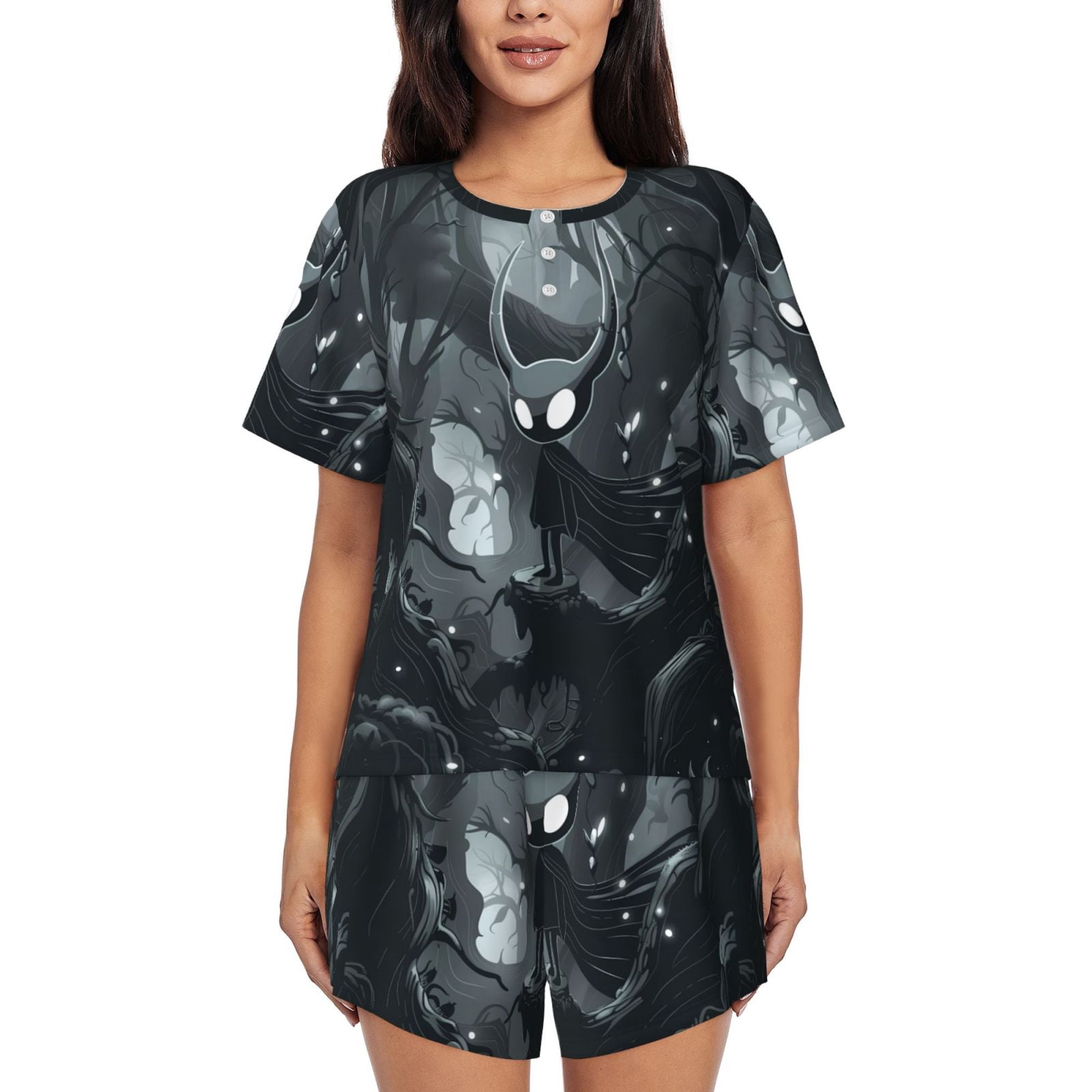 Vsdgher Forest Black Ghost Warrior Pattern Womens Pajamas 2 Piece Short ...
