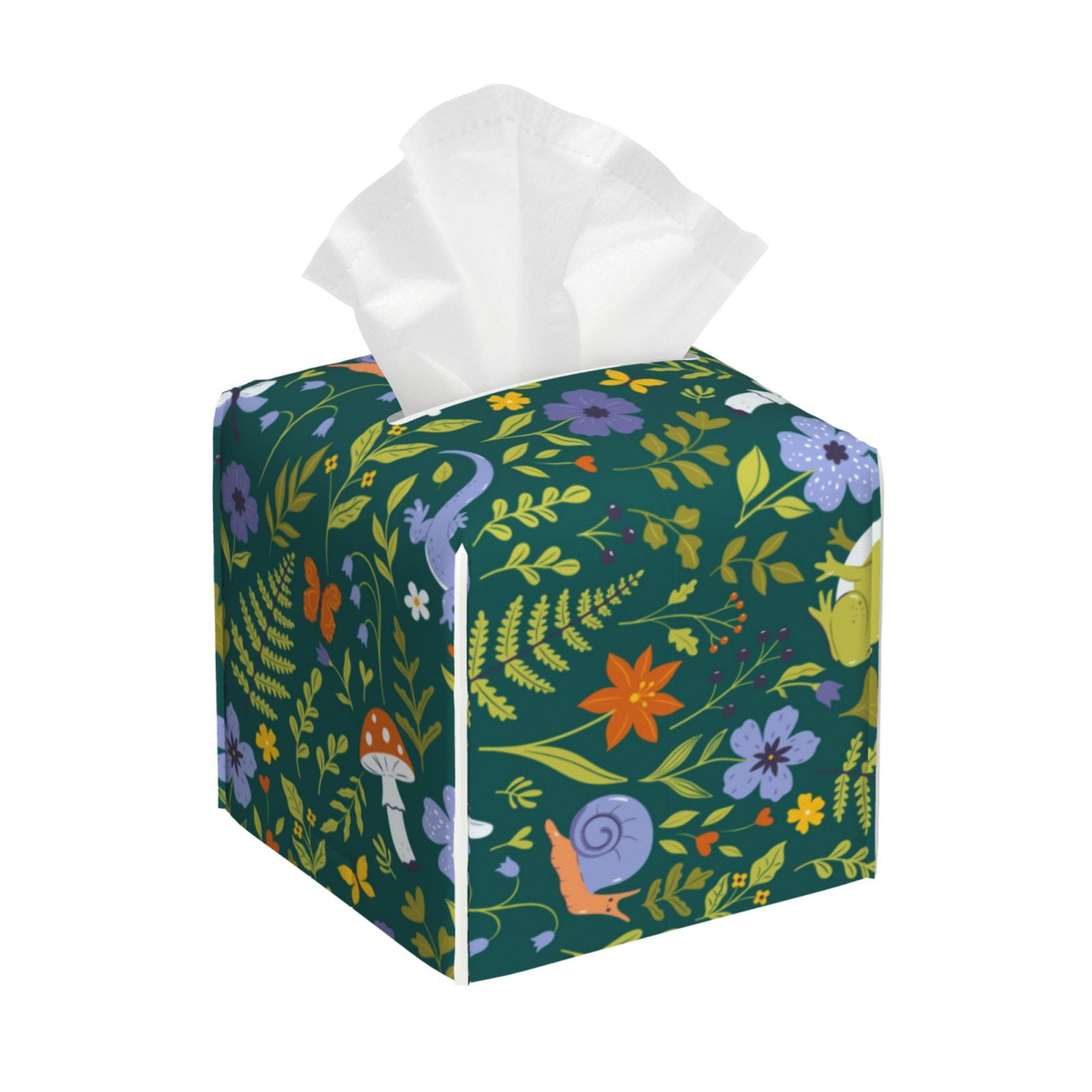 Vsdgher Forest Flora And Fauna Pattern Tissue Box Cover Holder, Square ...