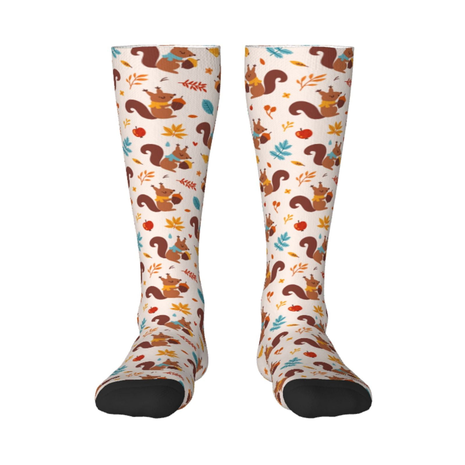 Vsdgher Forest Squirrel Nuts Print Thigh High Socks Extra Long Stretchy ...