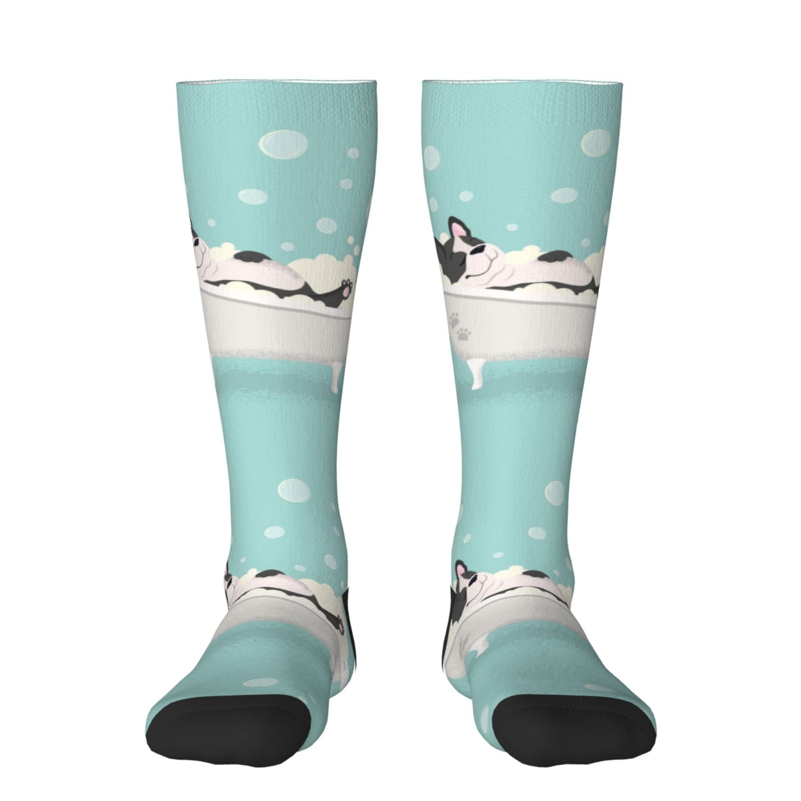 Vsdgher French Bulldog Taking a Bath Print Thigh High Socks Extra Long ...