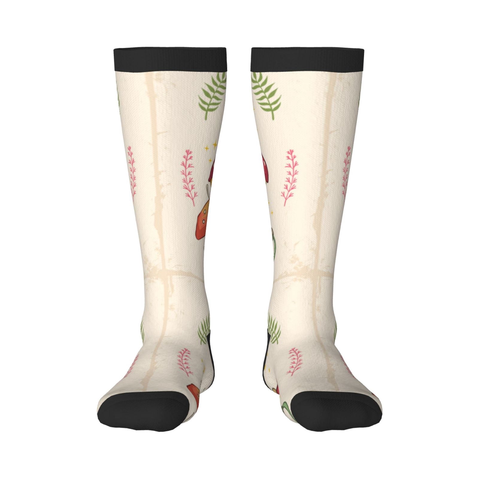 Vsdgher Frog Sitting On Mushroom Print Thigh High Socks Extra Long ...