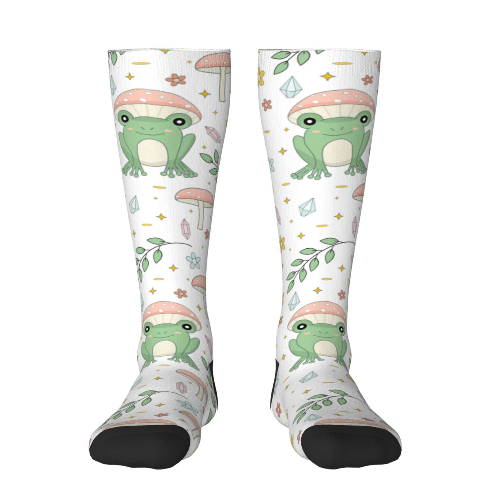 Vsdgher Frog and Mushrooms Print Thigh High Socks Extra Long Stretchy ...