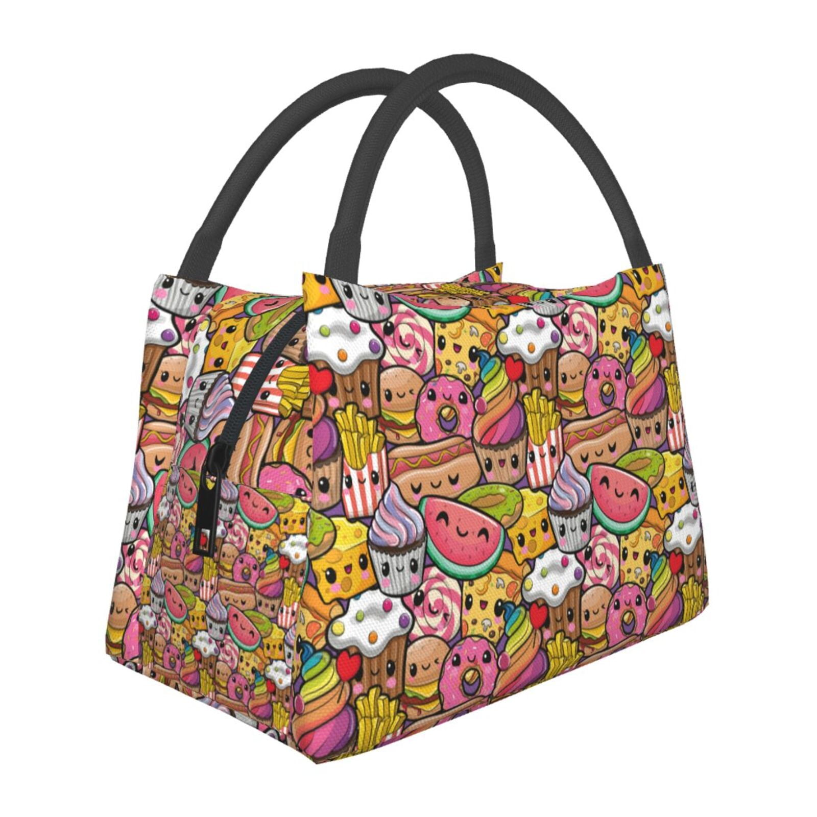 Vsdgher Fruit-Flavored Ice-Cream Print Insulated Reusable Bags with ...