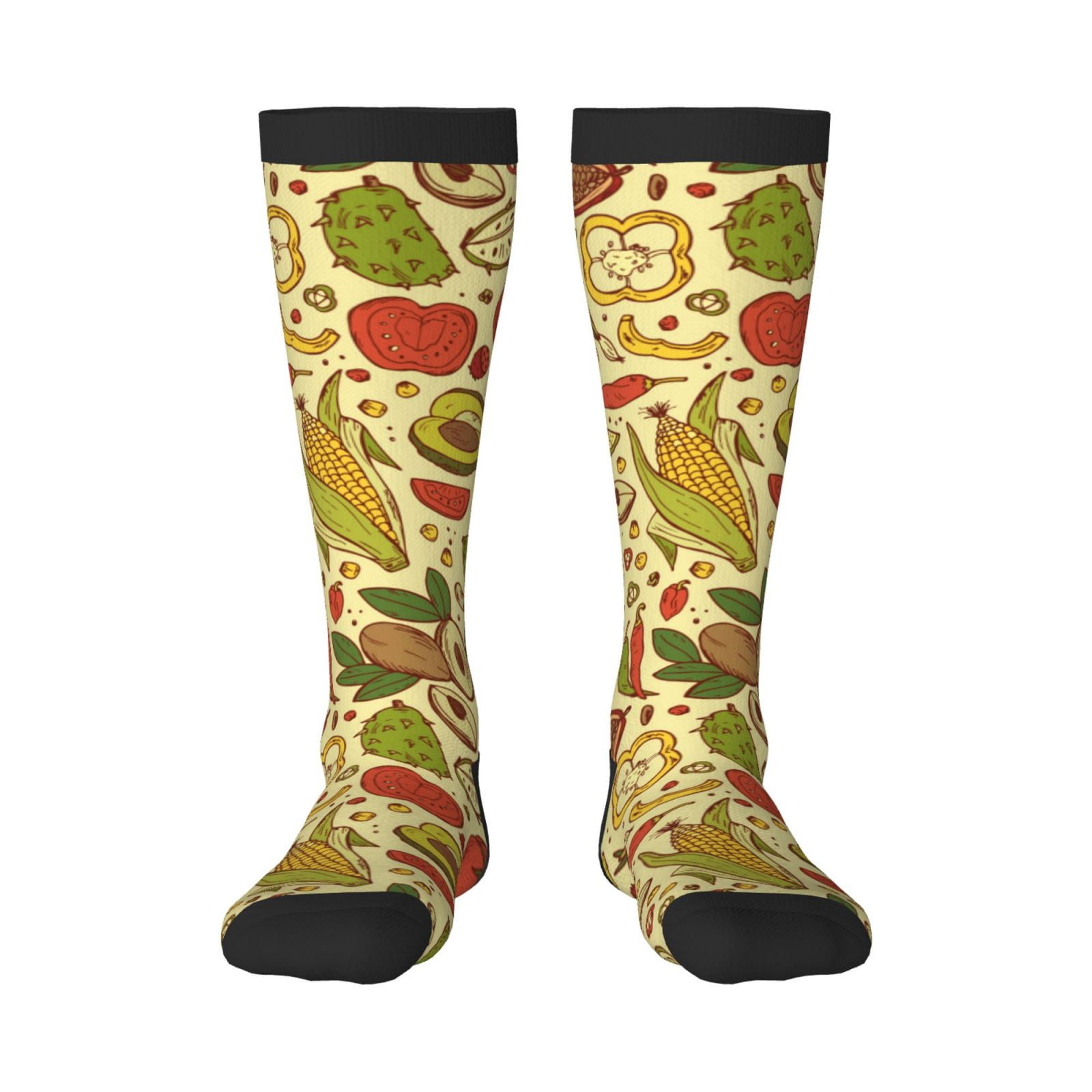 Vsdgher Fruits And Vegetables Print Thigh High Socks Extra Long ...