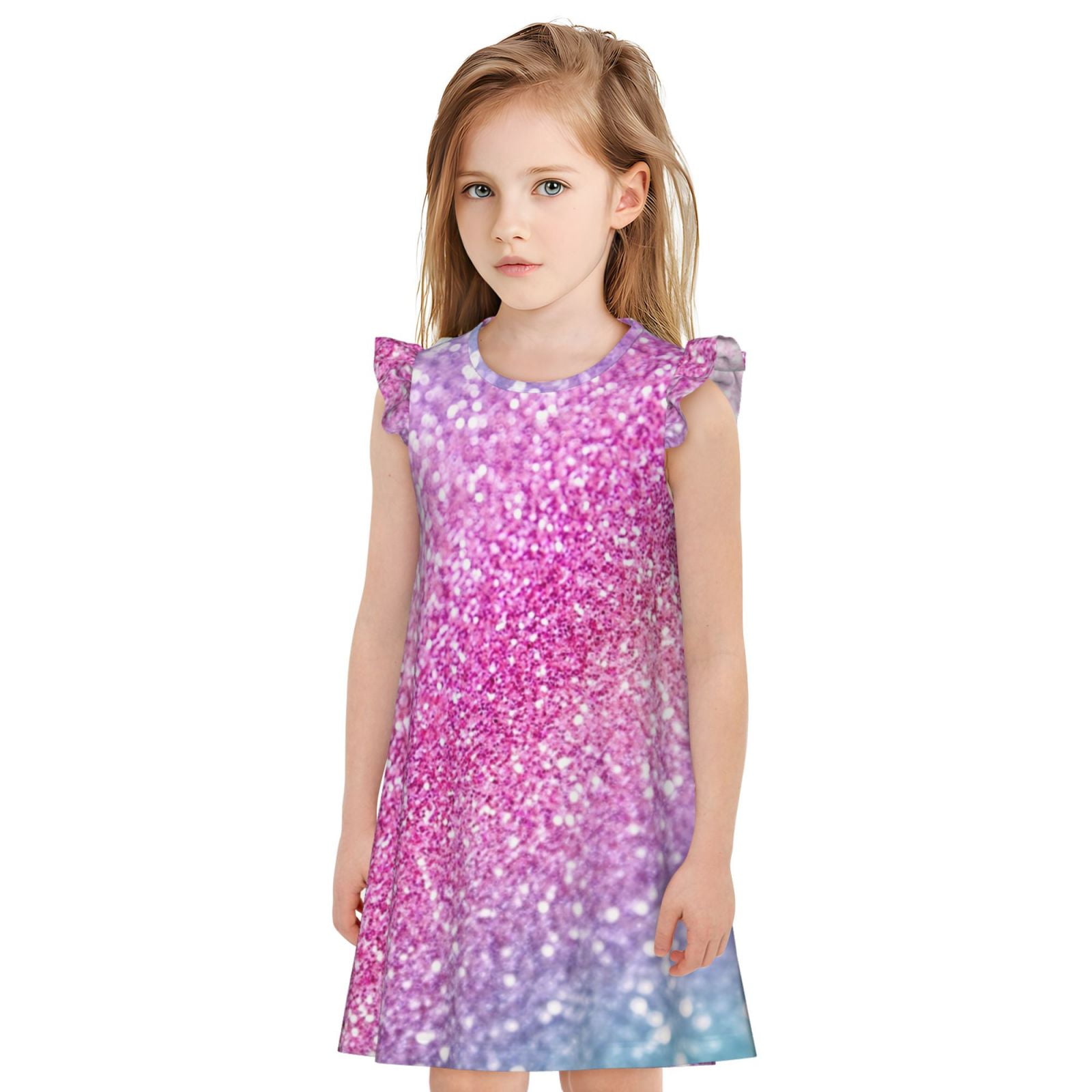 Vsdgher Fun Rainbow for Girls Nightgowns Toddler Flutter Short Sleeves ...