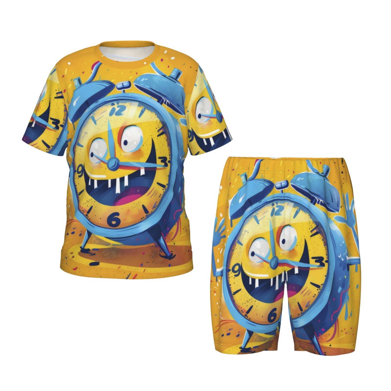 Vsdgher Funny Alarm Clock Illustration for Kids Short Sleeve Pajamas ...