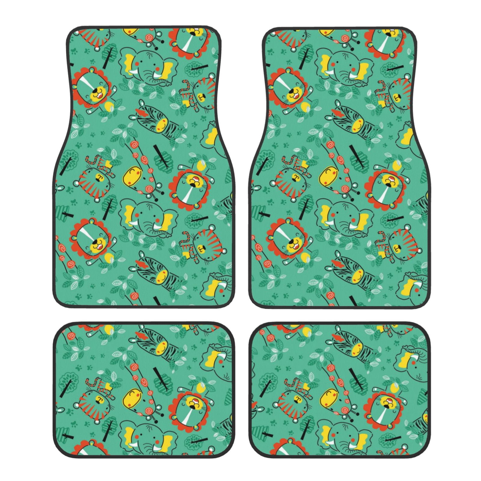 Vsdgher Funny Animals in Jungle Car Foot Mat Set of 4 Pieces Universal ...