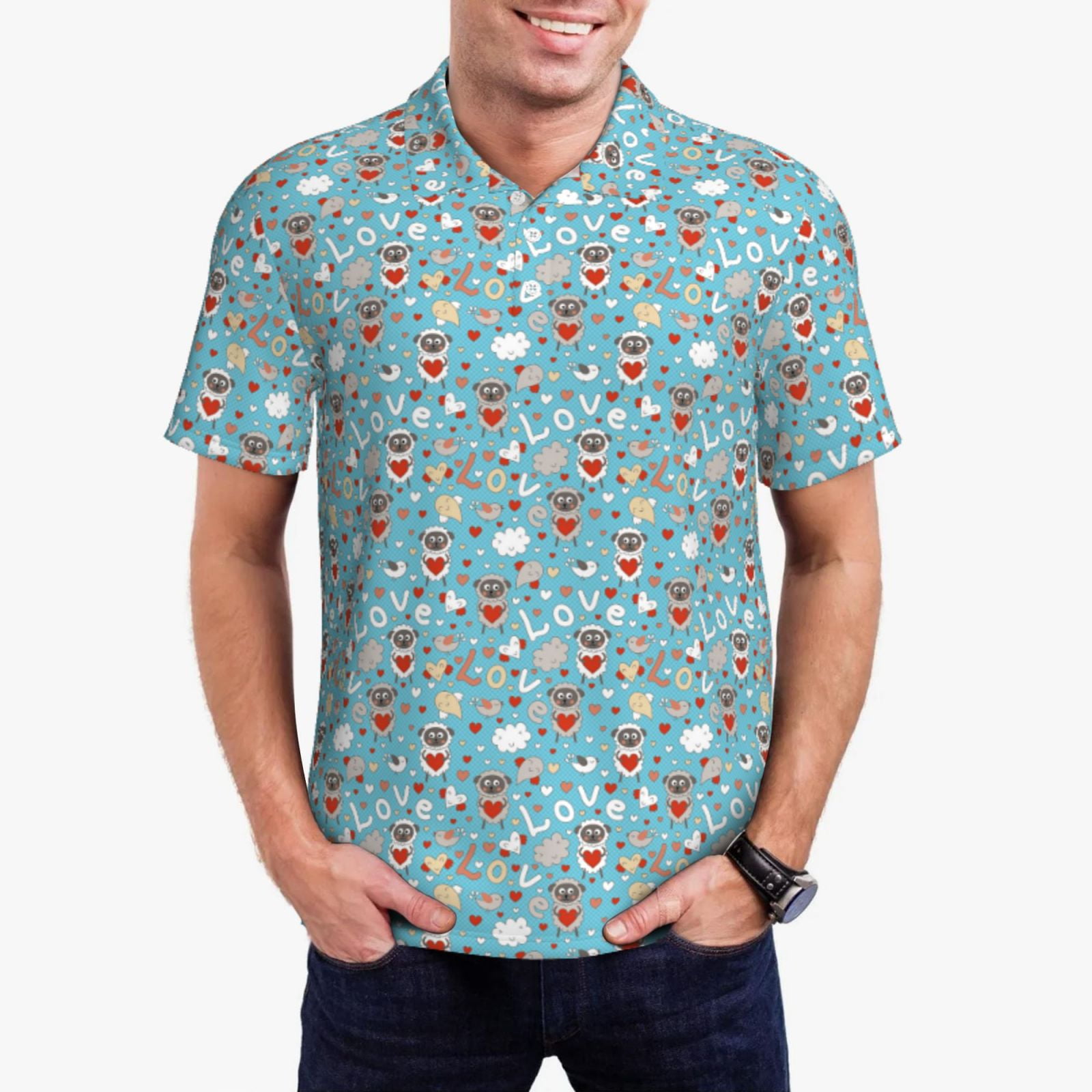 Vsdgher Funny Cartoon Animals Polo Shirts for Men, Men's Short Sleeve ...