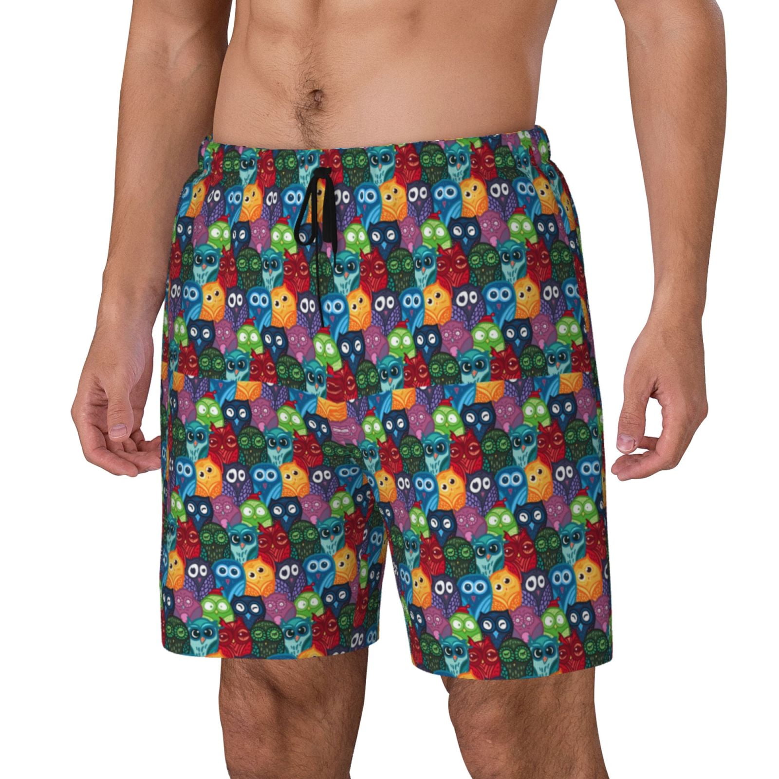 Vsdgher Funny Owls for Mens Swim Trunks with Compression Liner Swim ...