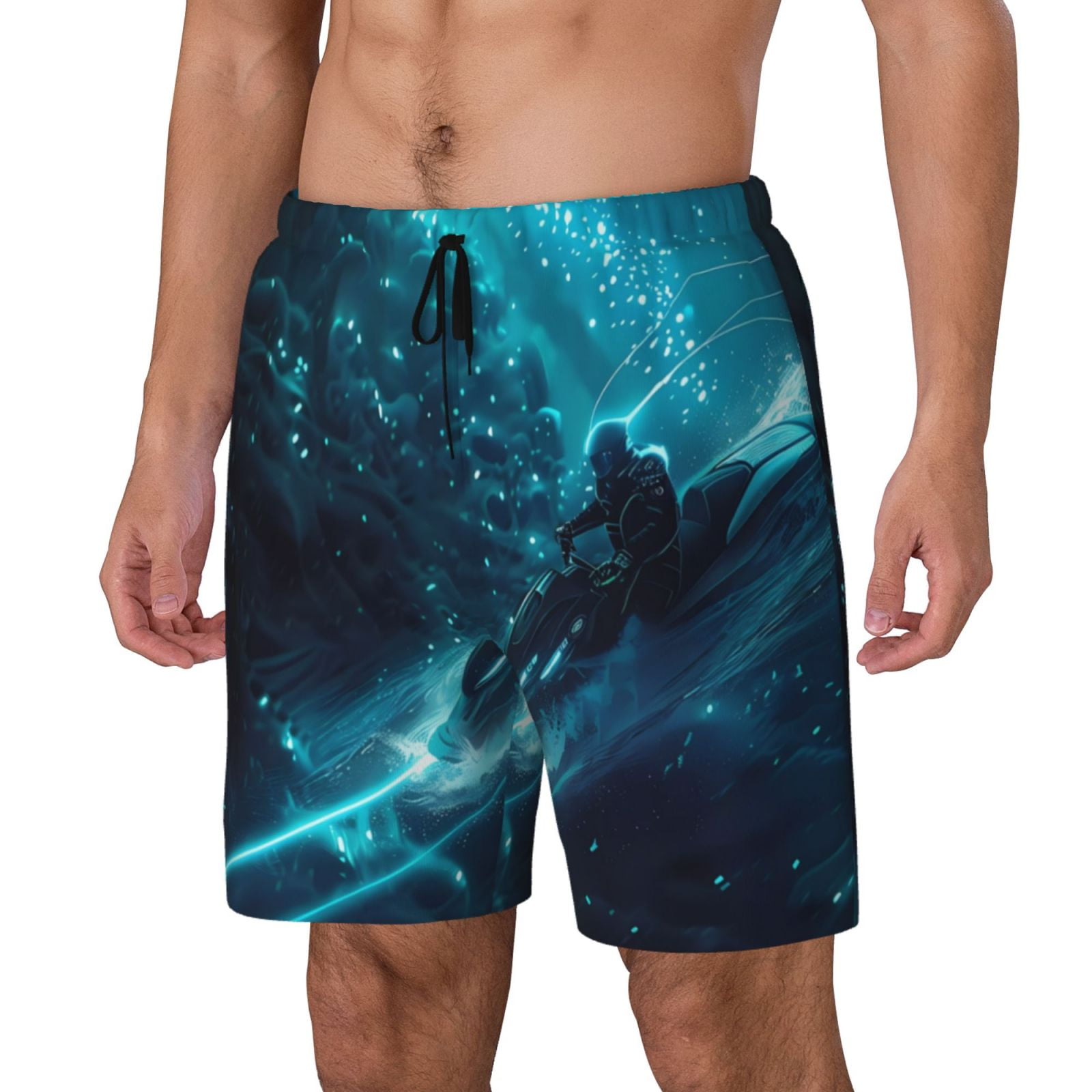 Vsdgher Futuristic Jet Ski Adventure for Mens Swim Trunks with ...
