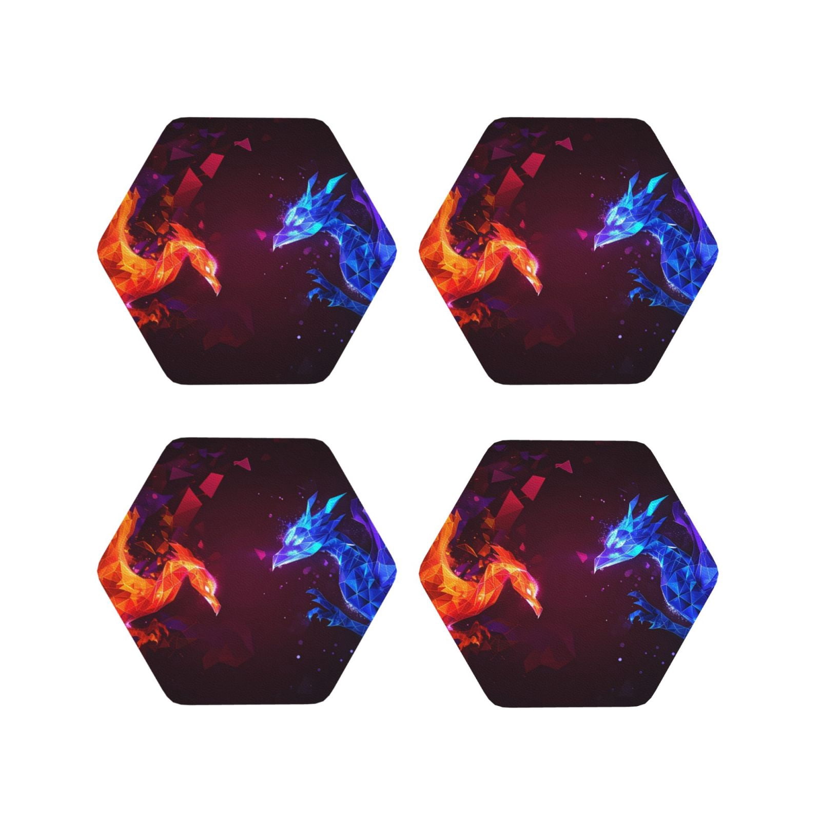 Vsdgher Futuristic Red And Blue Bird Leather Coasters for Drinks ...