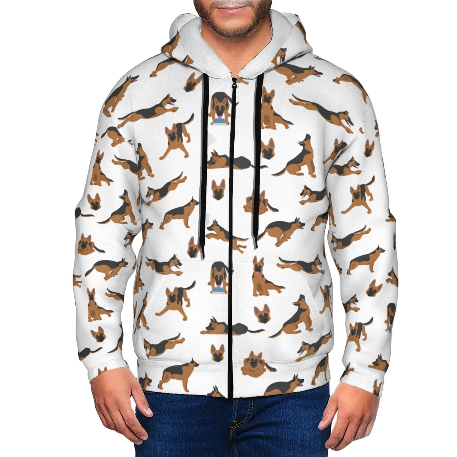Vsdgher German Shepherd Dog Mens Hoodies Zip Hoodie, Hoodies for Men ...
