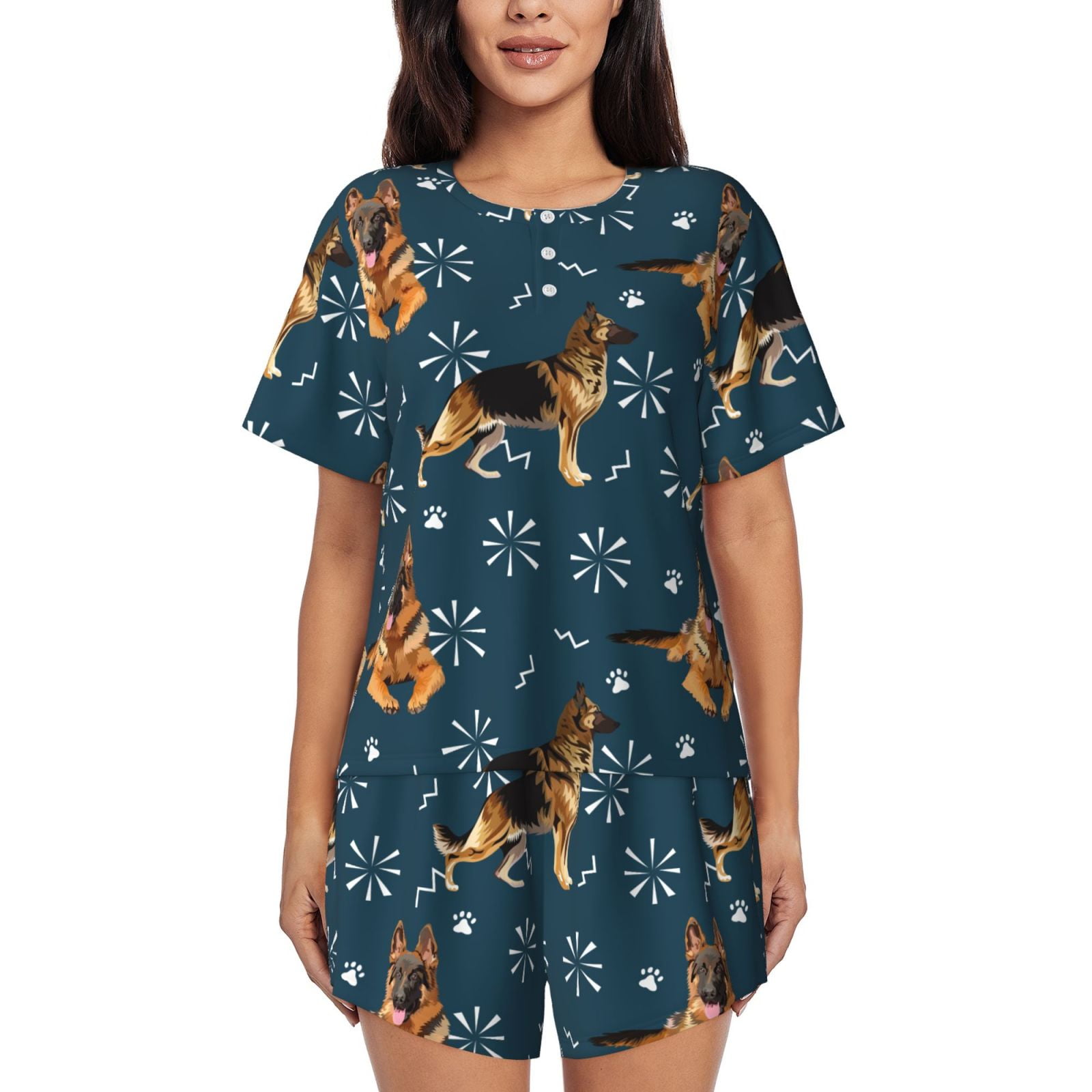 Vsdgher German Shepherd Dog Pattern Womens Pajamas 2 Piece Short Sleeve ...