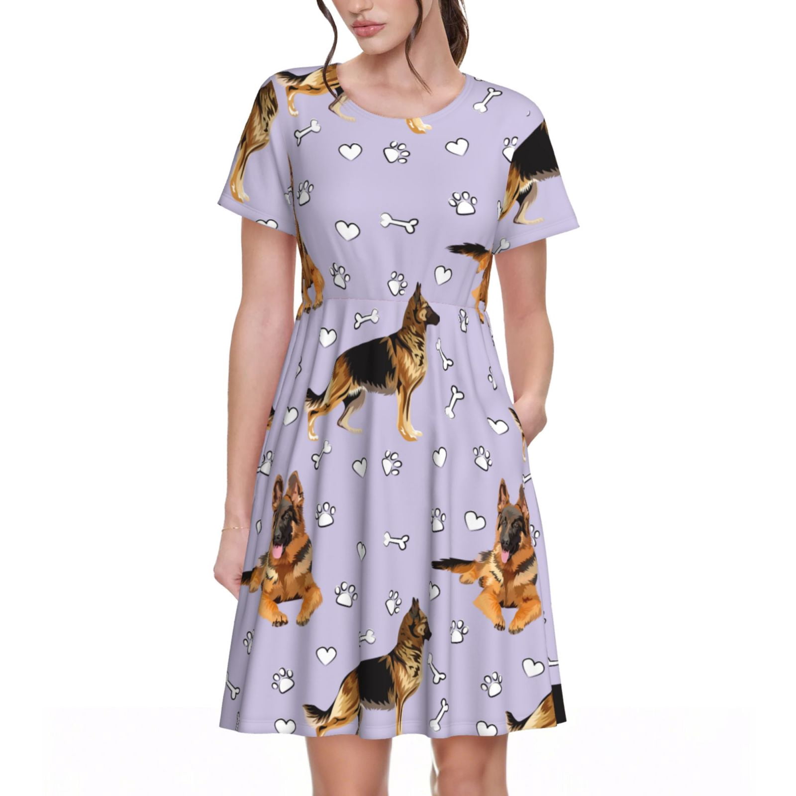Vsdgher German Shepherd Dog for Womens Summer 2025 Casual Midi Maxi ...