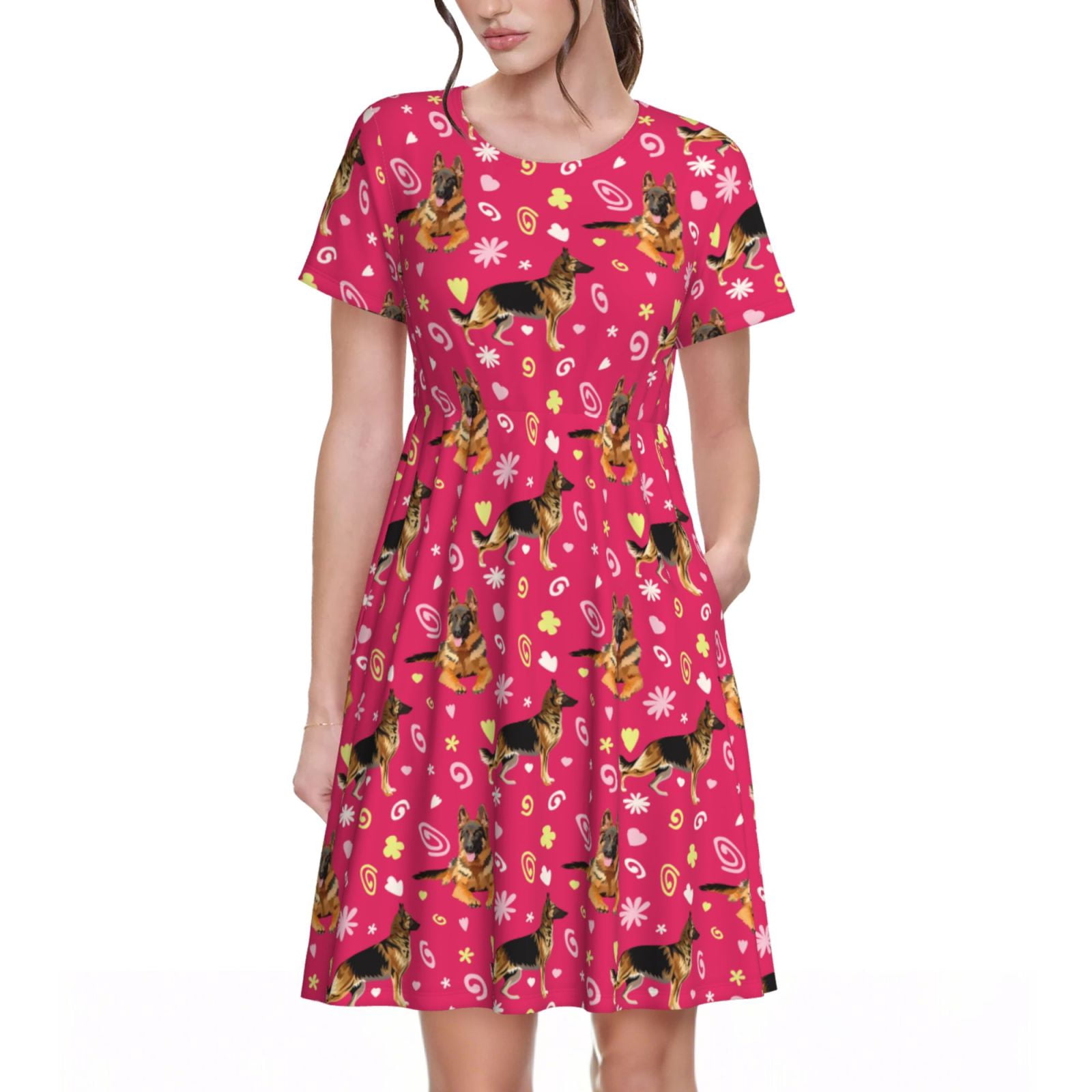 Vsdgher German Shepherd Dog for Womens Summer 2025 Casual Midi Maxi ...