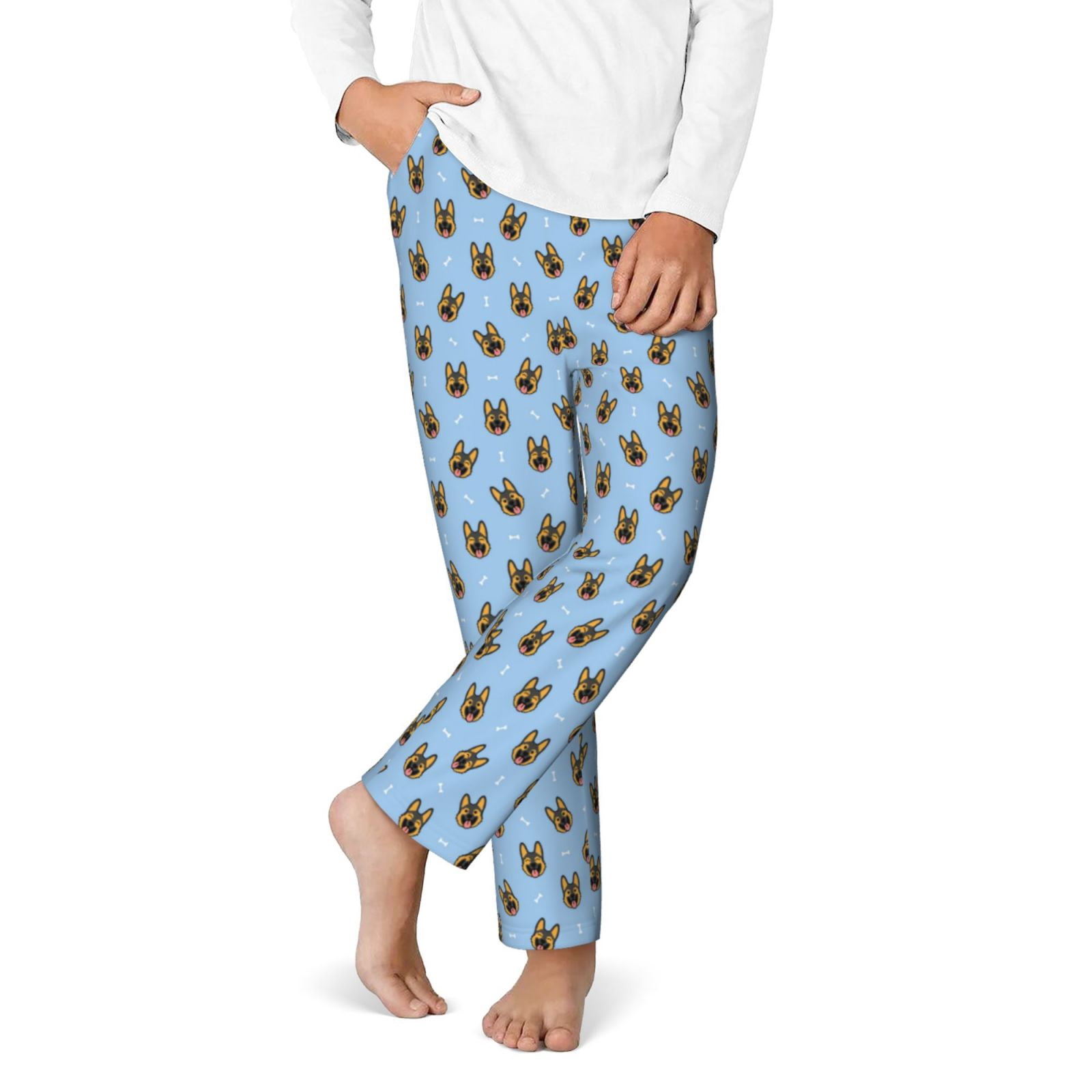 Vsdgher German Shepherd Puppy Print Kids Pajama Pants,Long Sleep Plaid ...