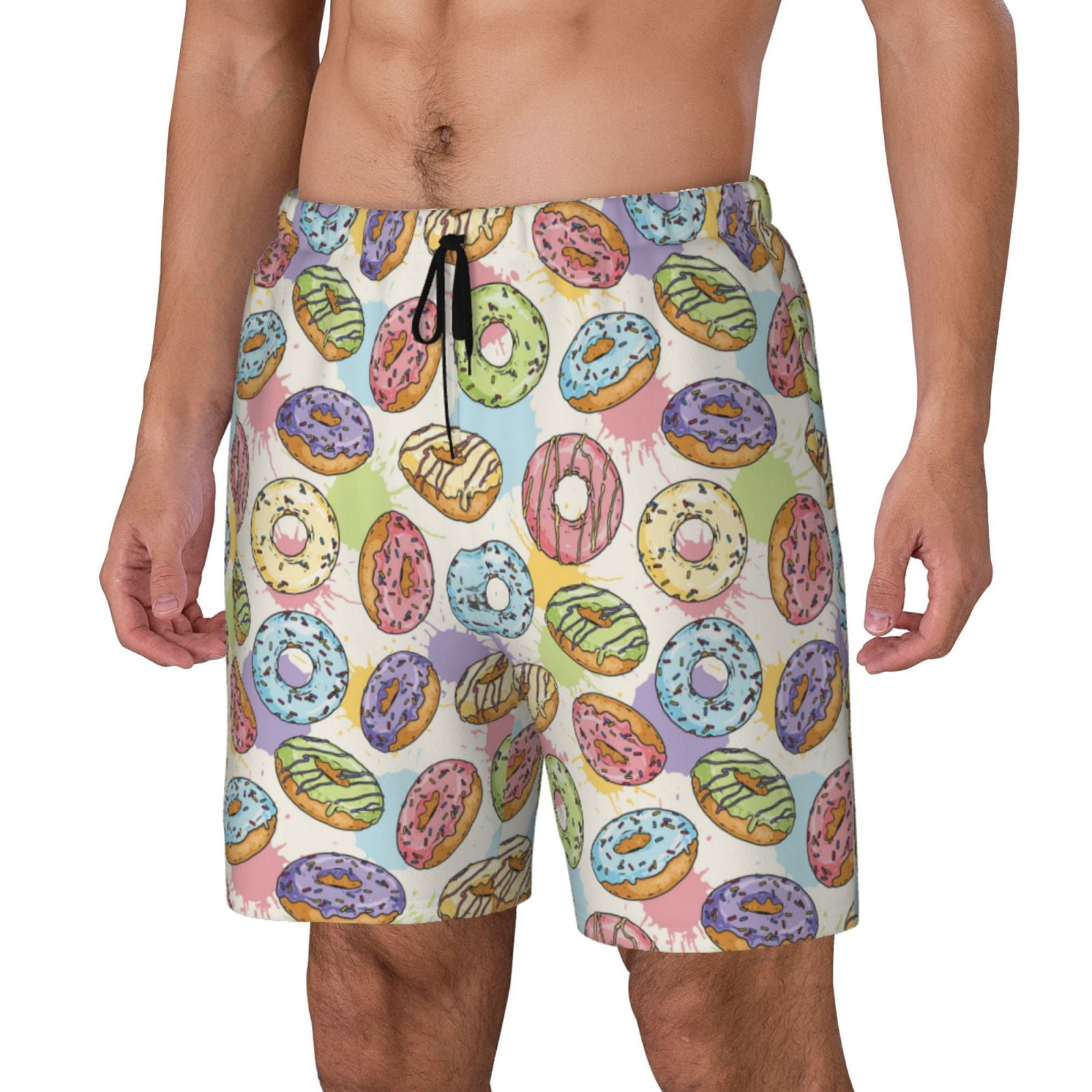 Vsdgher Glazed Donuts for Mens Swim Trunks with Compression Liner Swim ...