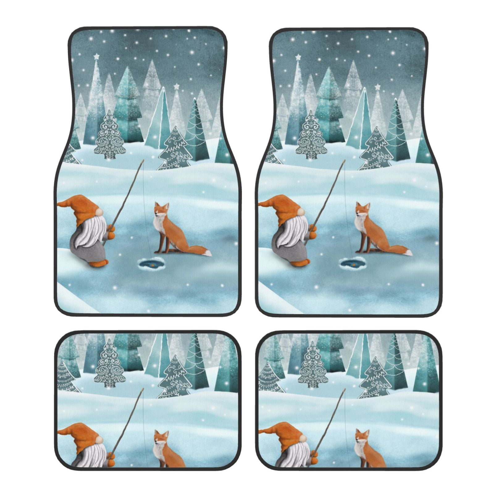Vsdgher Gnome And Red Fox Fishing Car Foot Mat Set of 4 Pieces ...