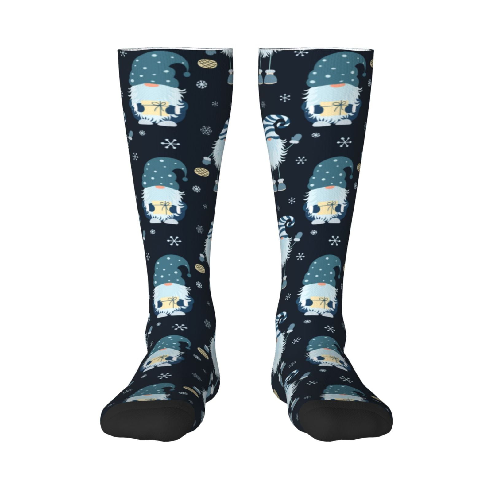 Vsdgher Gnome and Snowflakes Print Thigh High Socks Extra Long Stretchy ...