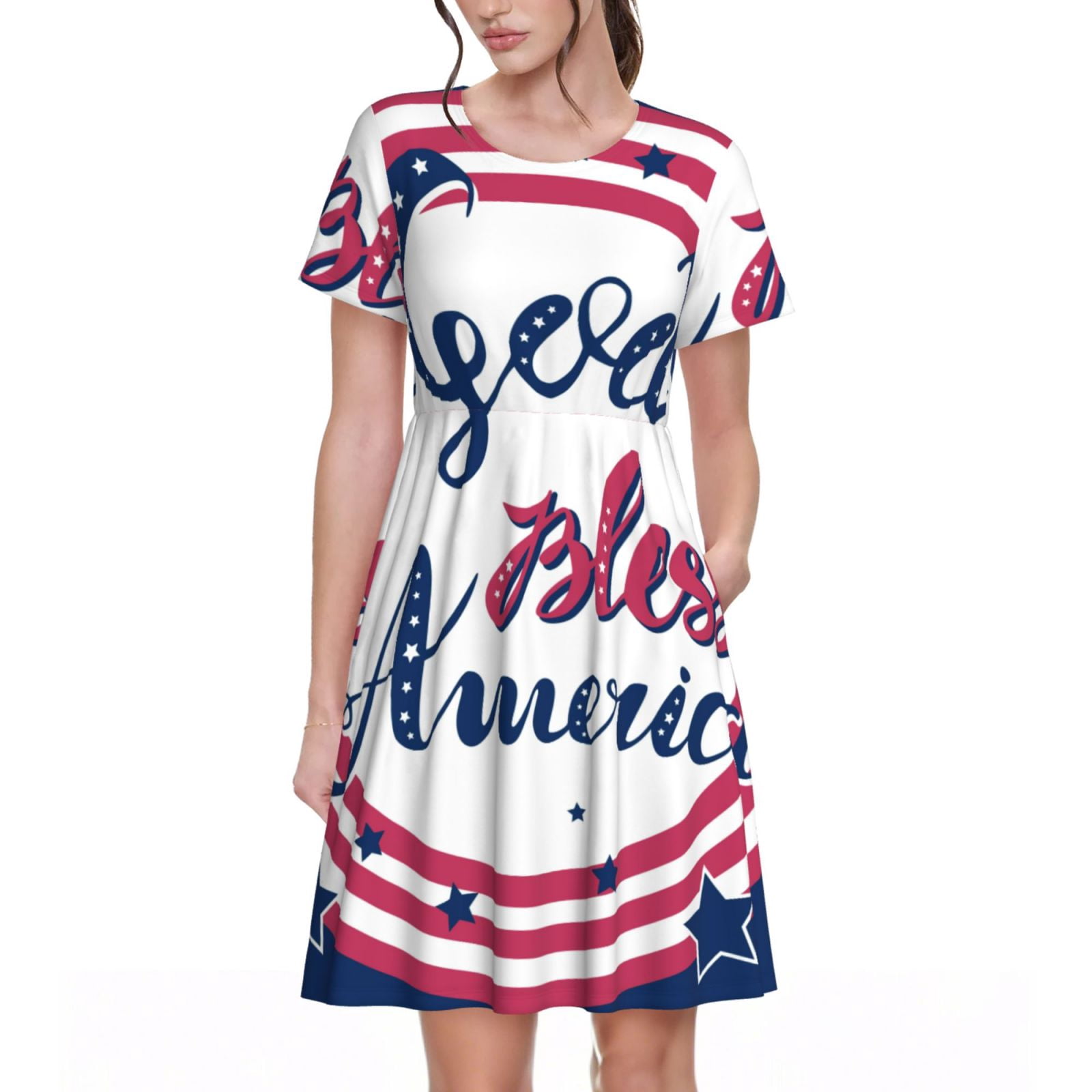 Vsdgher God Bless America Patriotic Star for Womens Summer 2025 Casual ...