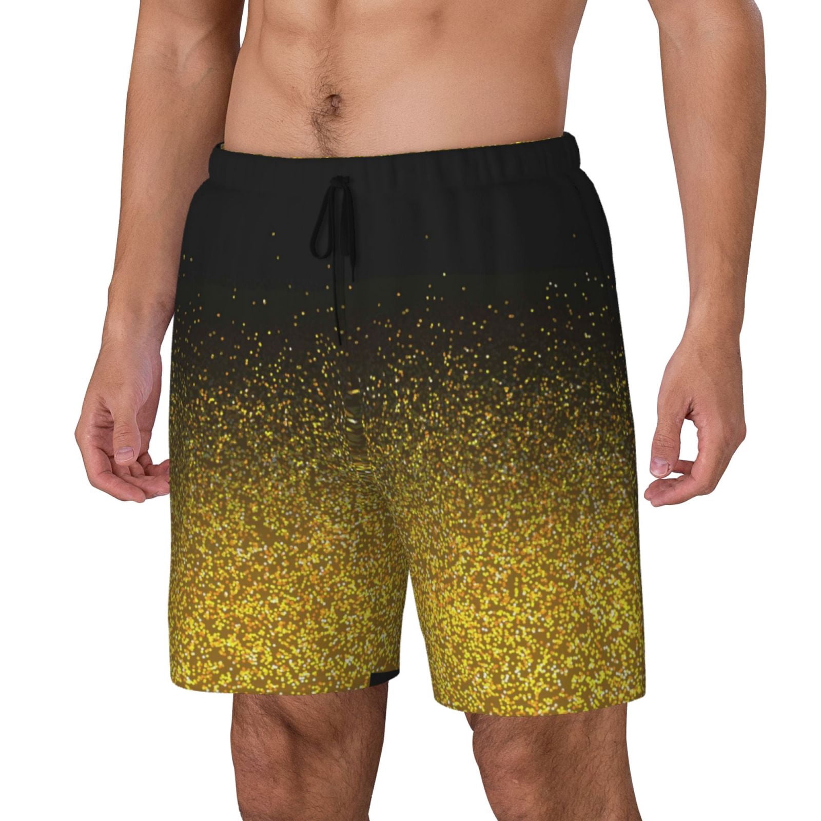 Vsdgher Gold Glitter Gradient for Mens Swim Trunks with Compression ...
