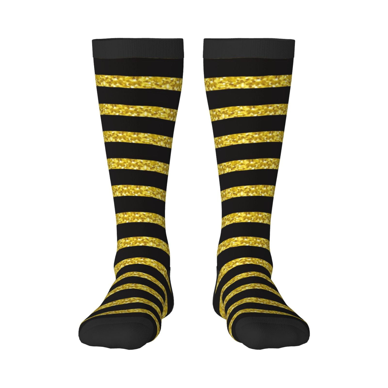 Vsdgher Gold Glitter Print Thigh High Socks Extra Long Stretchy Sock ...