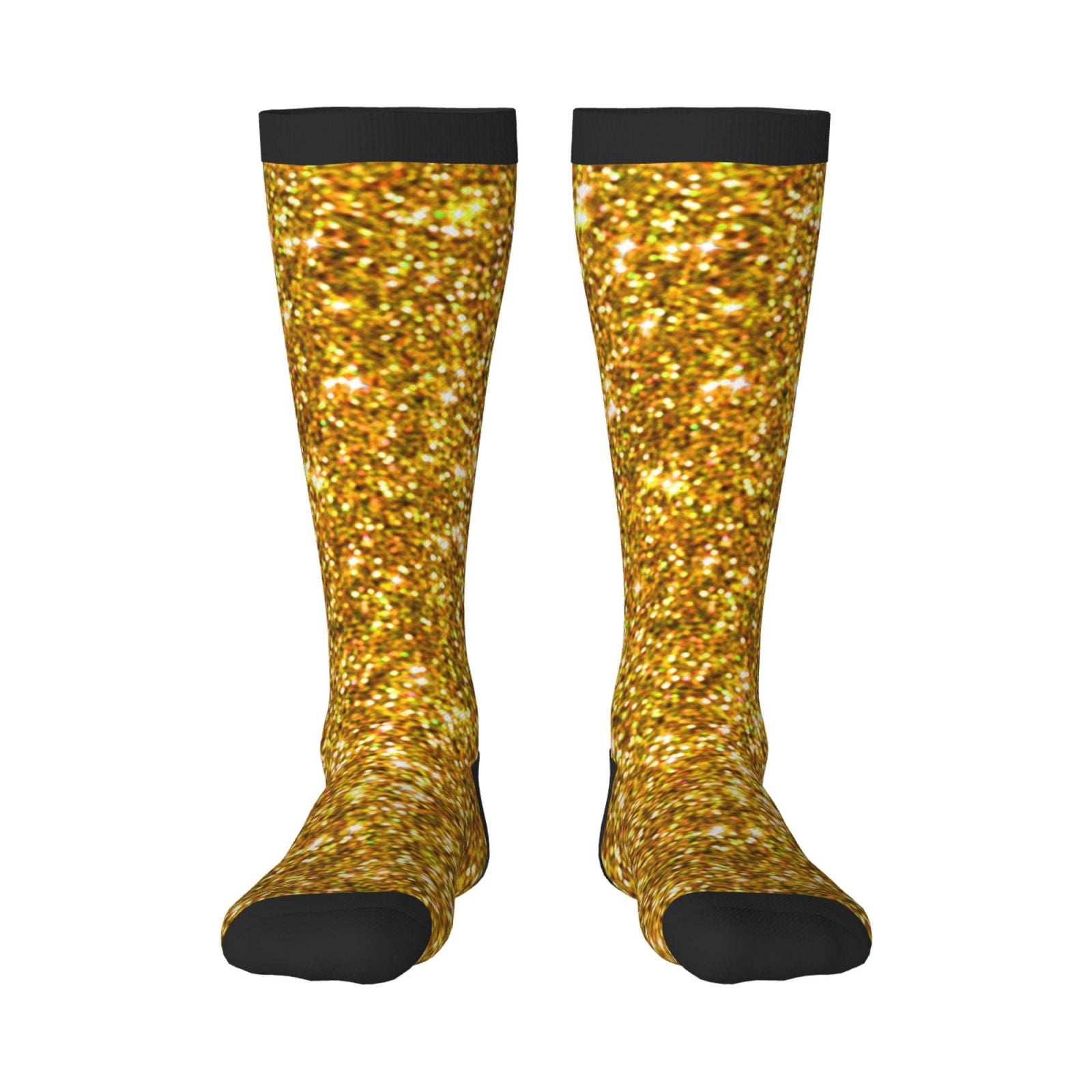 Vsdgher Gold Glitter Print Thigh High Socks Extra Long Stretchy Sock ...