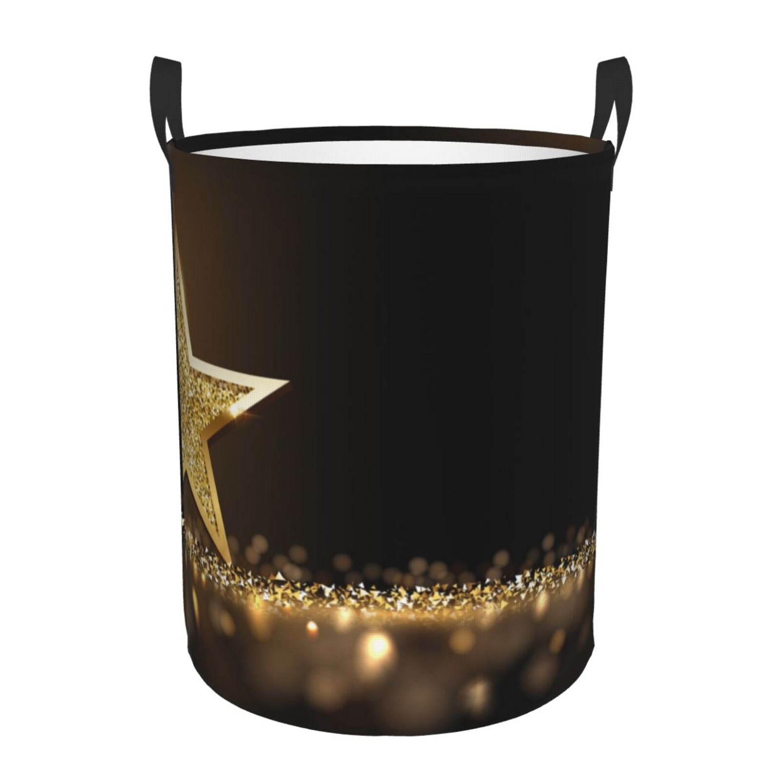 Vsdgher Gold Glittering Stars Waterproof Round Large Laundry Basket ...