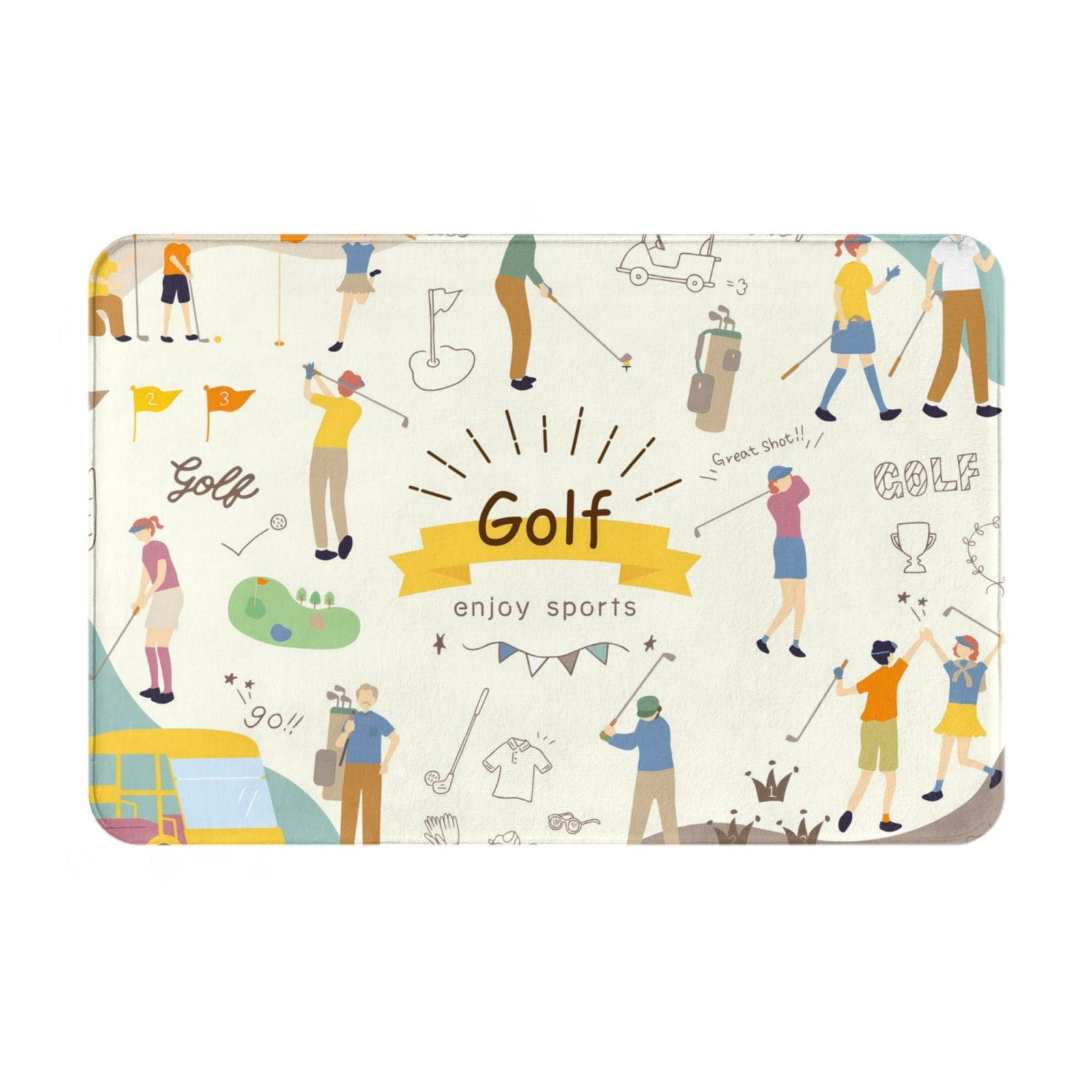 Vsdgher Golf Icons And Golfer Flannel Anti-Slip Floor Mat Comfort Mat ...