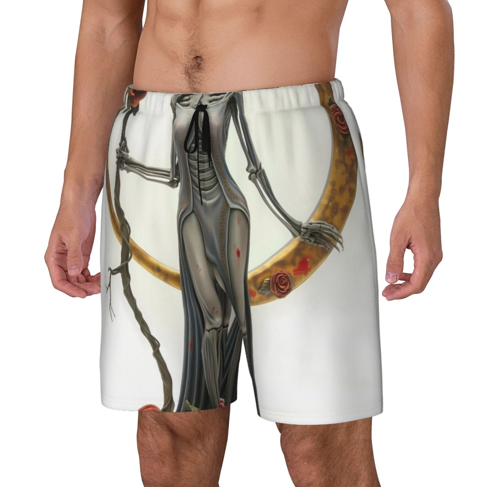 Vsdgher Gothic Skeleton With Roses for Mens Swim Trunks with ...