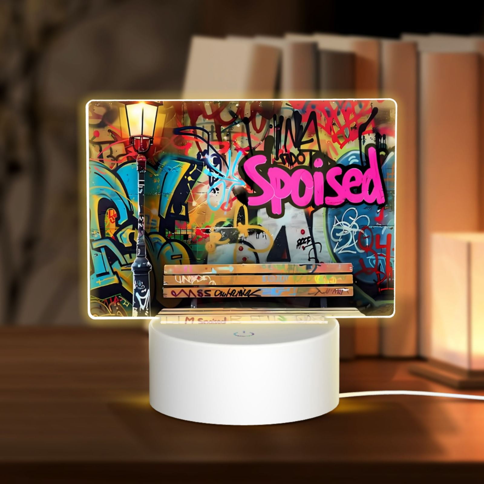 Vsdgher Graffiti Lamp Urban Scene Rectangular Acrylic Night Light ...