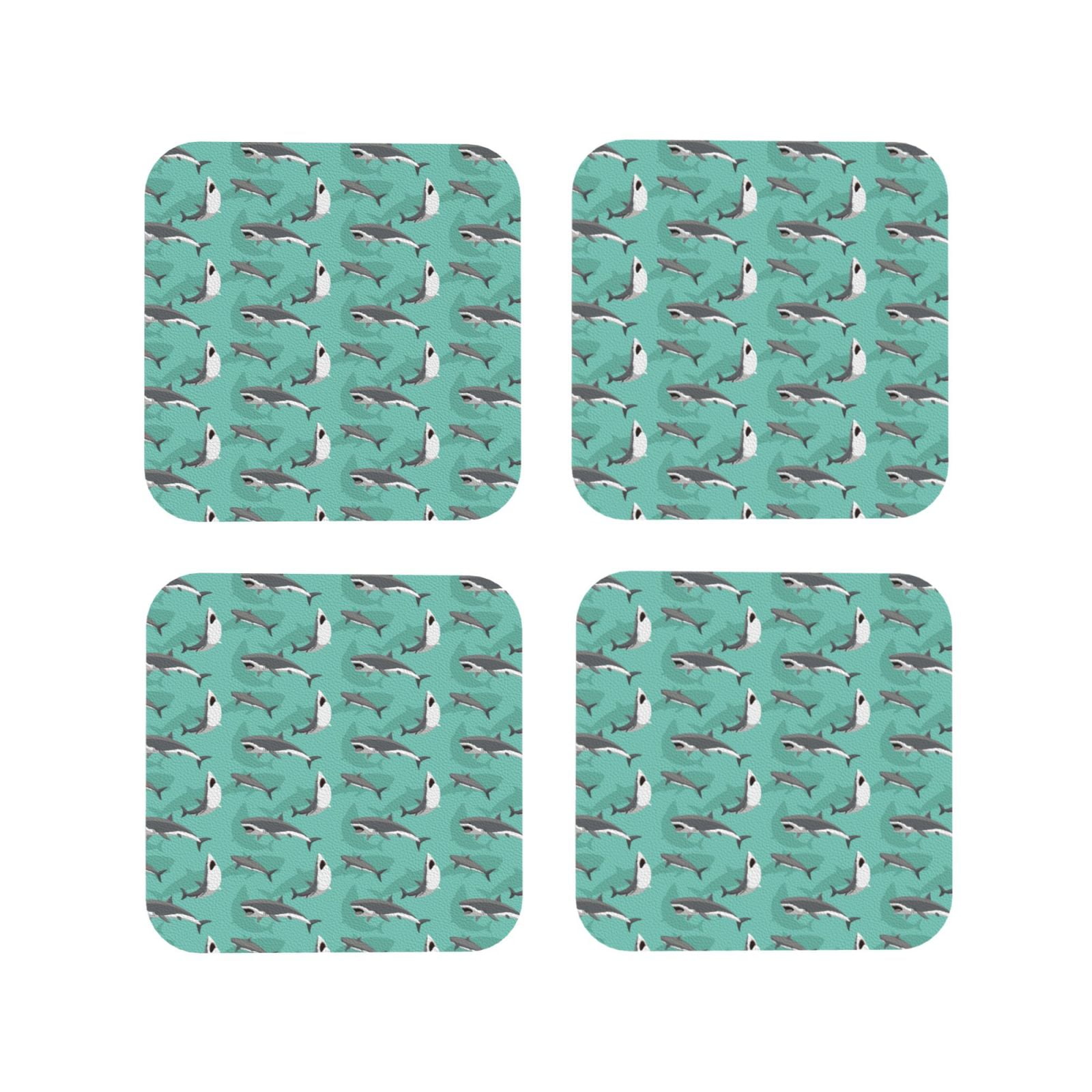 Vsdgher Great White Shark Leather Coasters for Drinks, Durable Drink ...